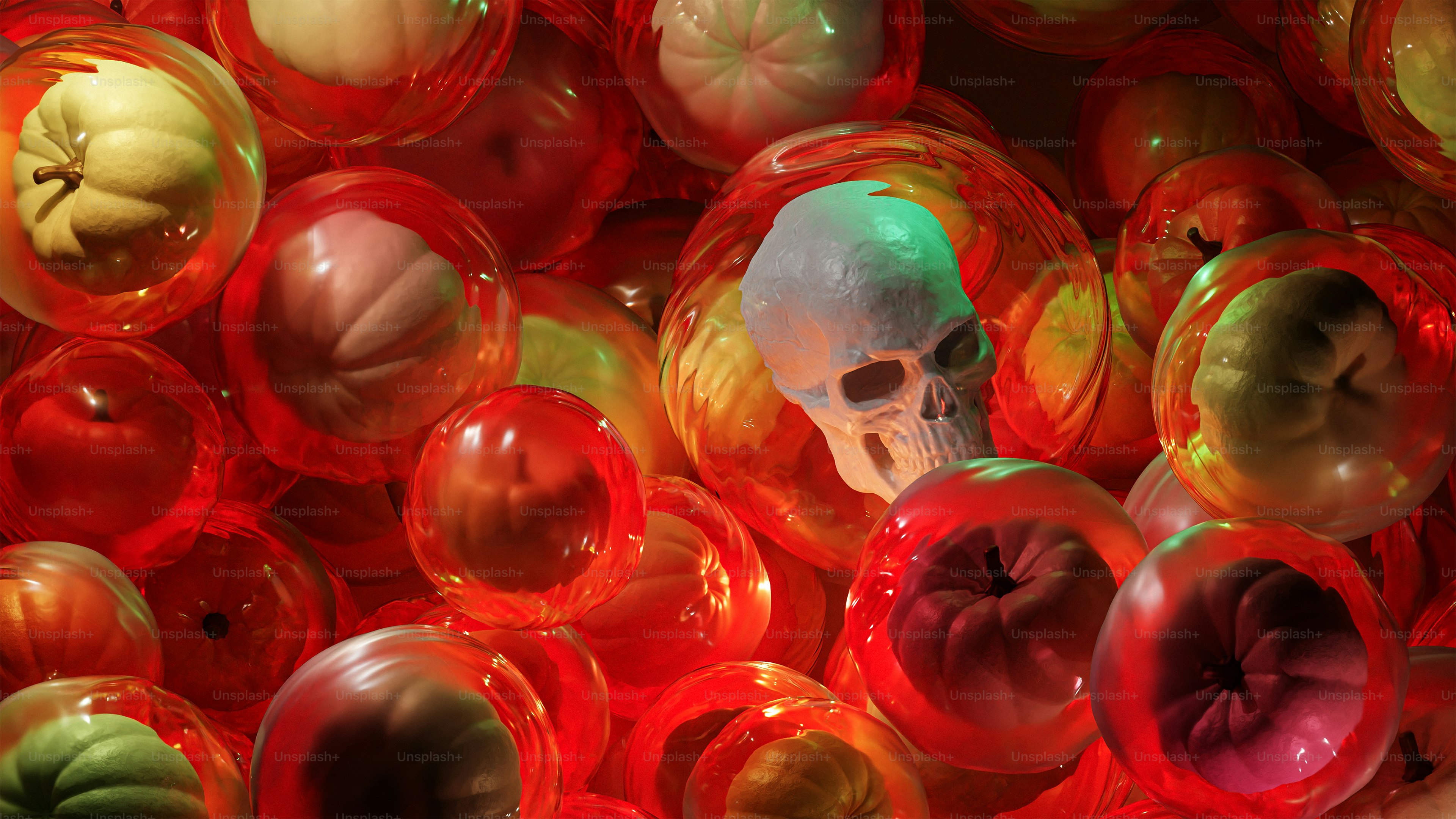 A bunch of balls with a skull in the middle of them photo – Skull Image ...