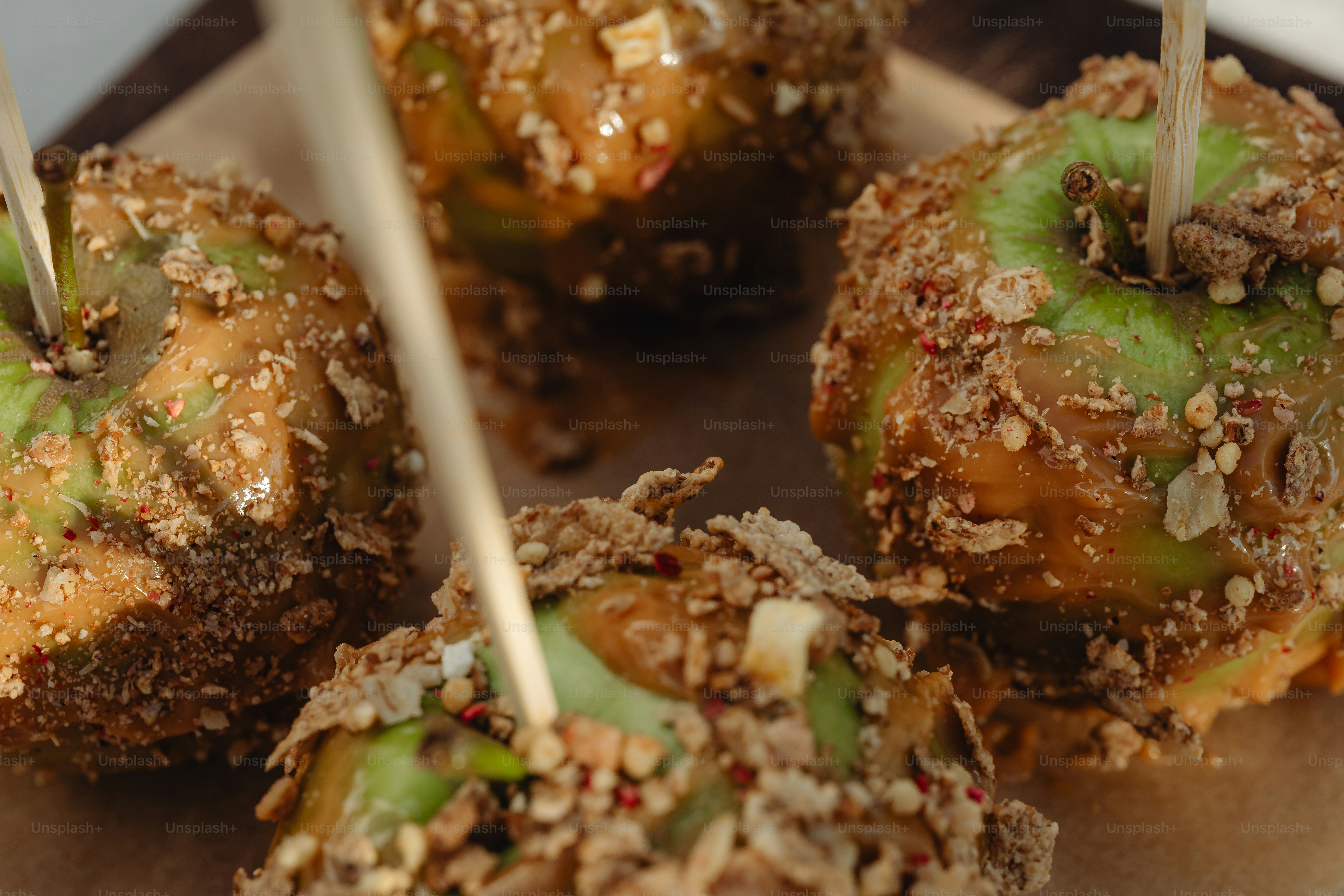 A close up of a plate of food with apples photo – Candy apple Image on ...