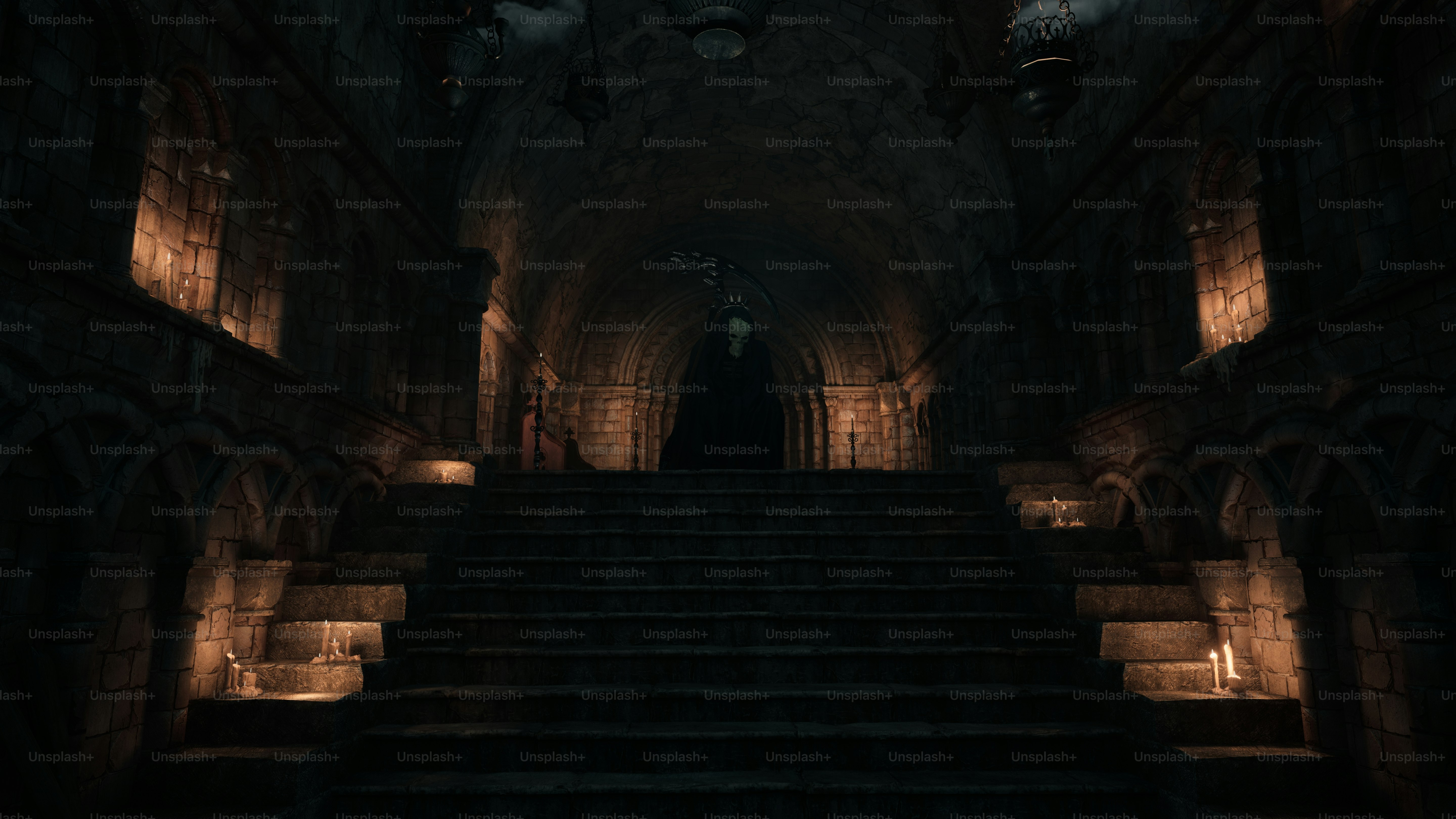 A set of stairs leading up to a dimly lit room photo – Background Image ...