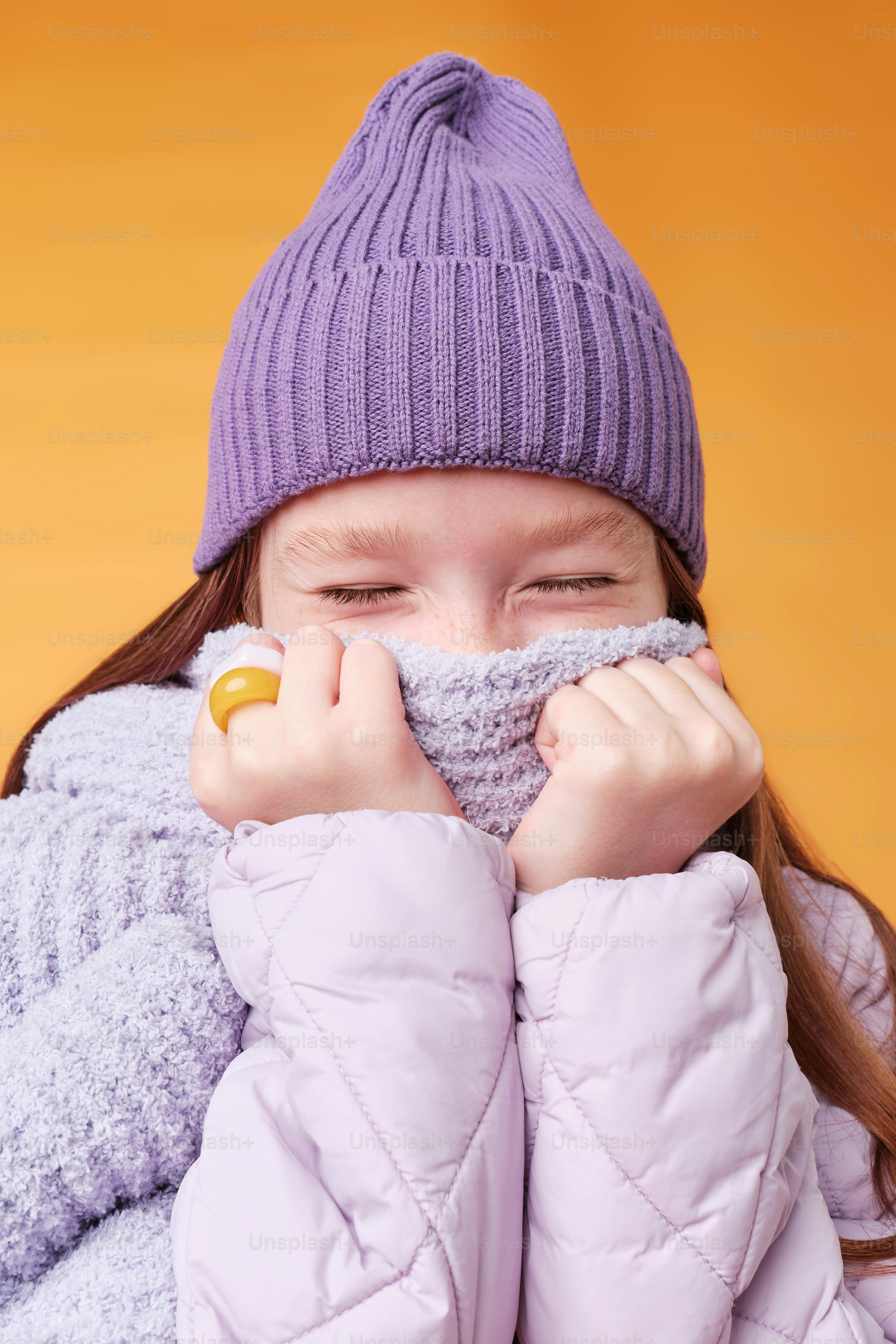 A young girl covers her face with her hands photo – Kids outfit Image ...