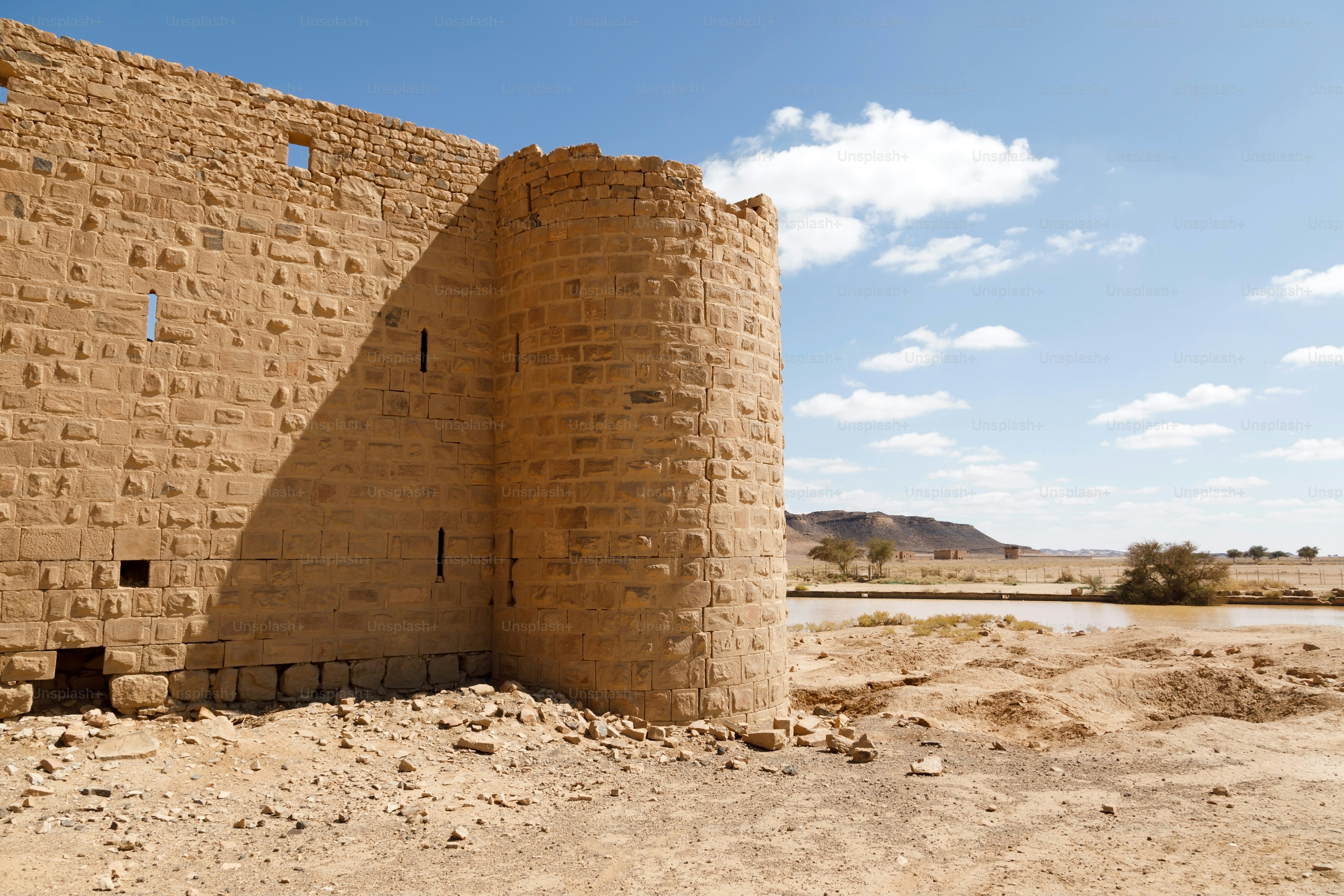Ruins from a stone Brick Castle near Tabuk City. It was one of the ...