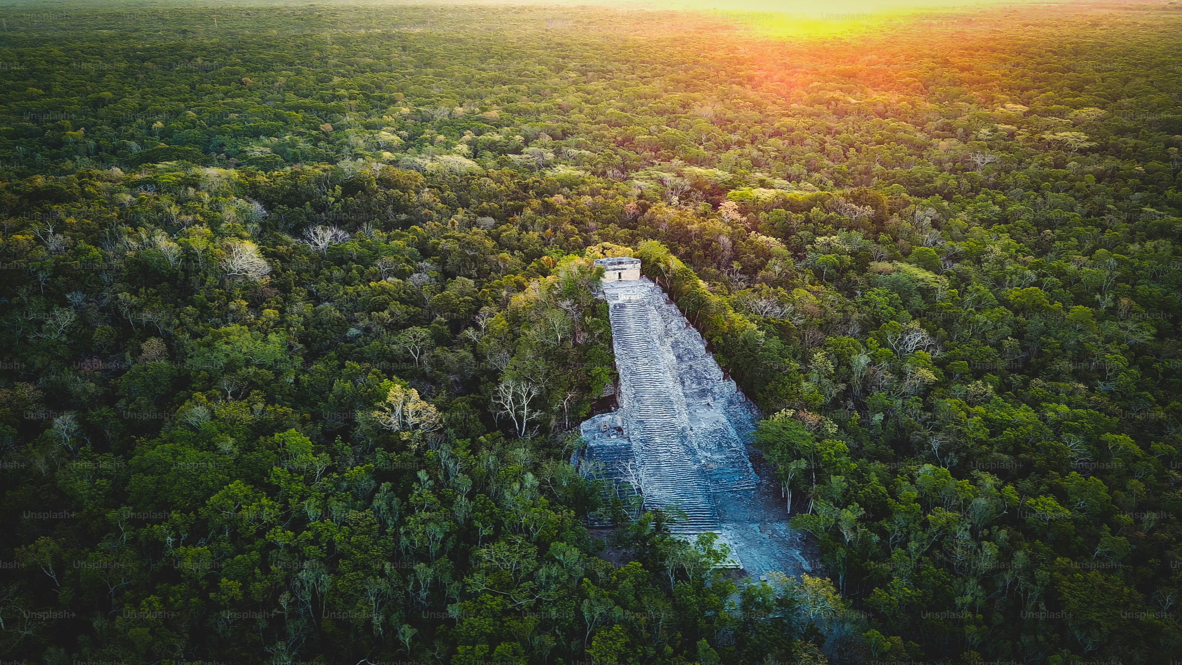 Aerial Drone Above Coba Ruins Yucatan Peninsula Mexico Ceremonial ...