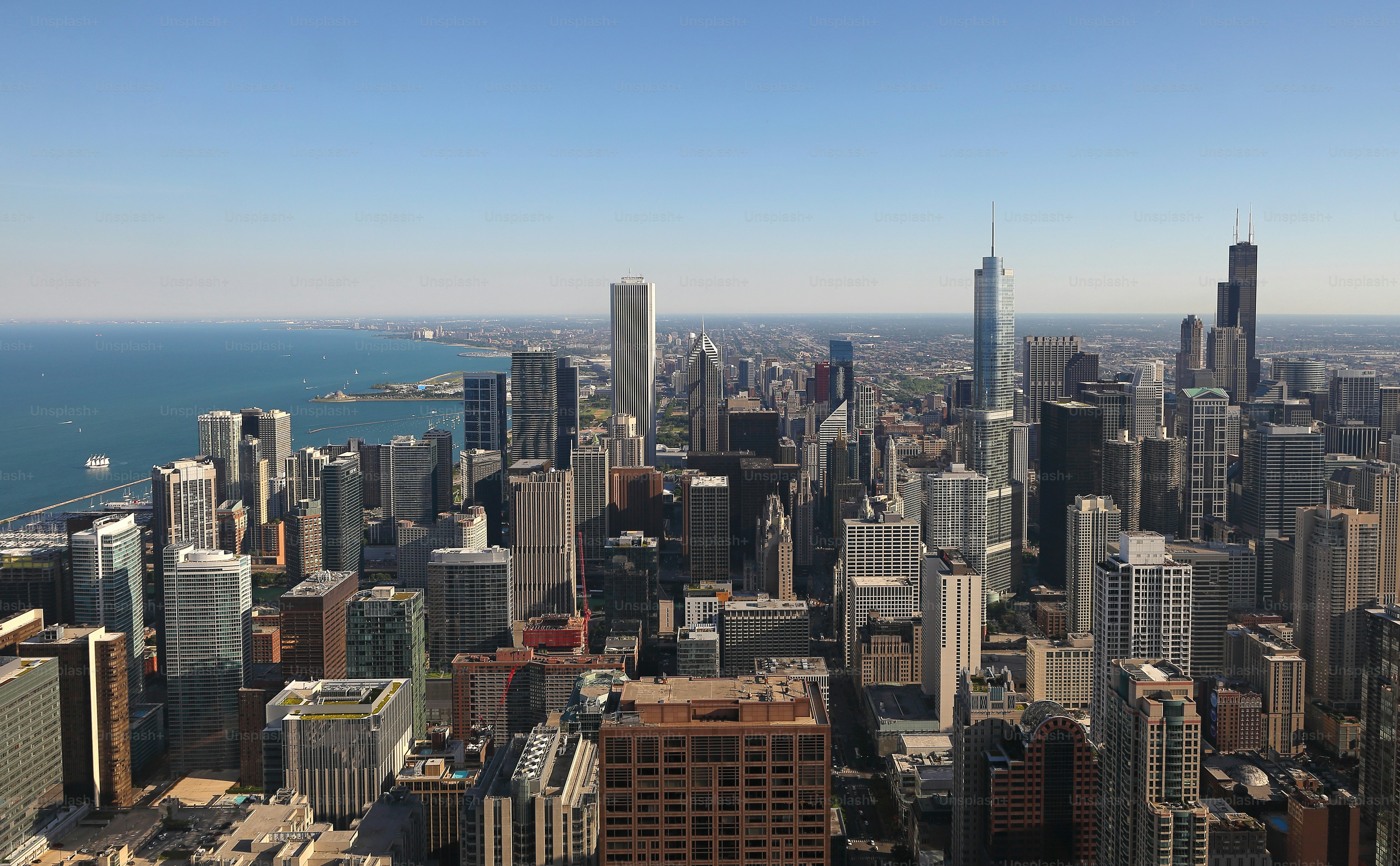 A scenic view of the skyline of Chicago, Illinois in the USA under a ...