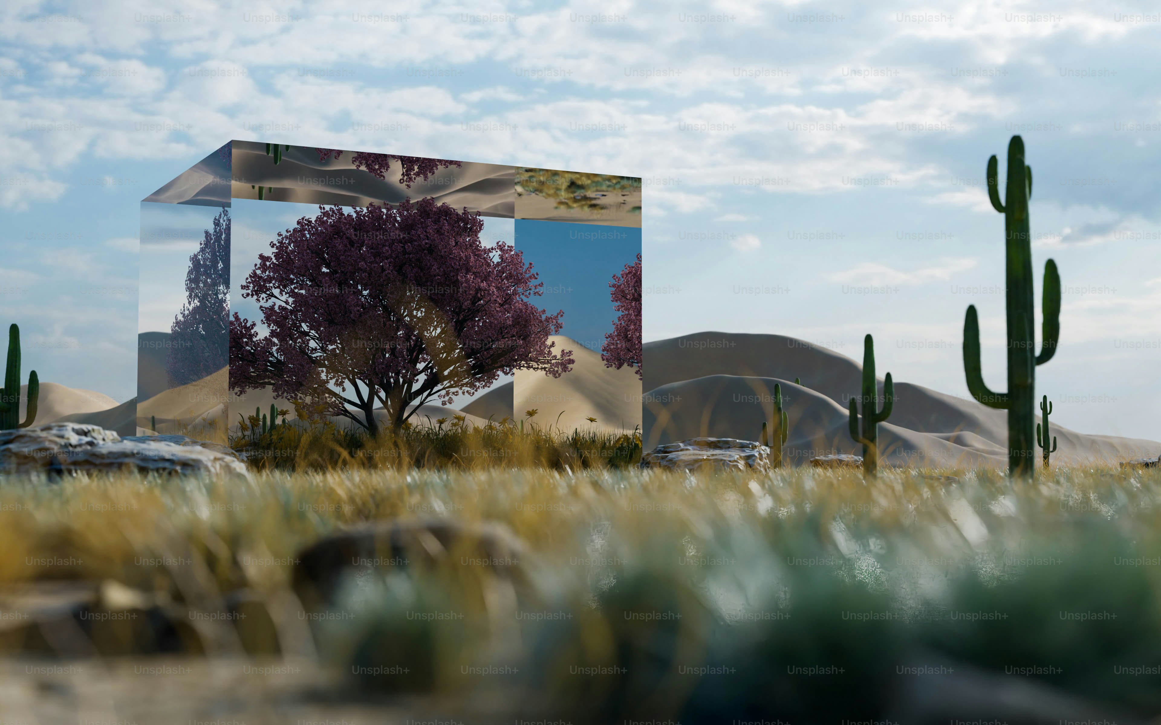 Foto El reflejo de un árbol en un espejo – Cactus Imagen en Unsplash