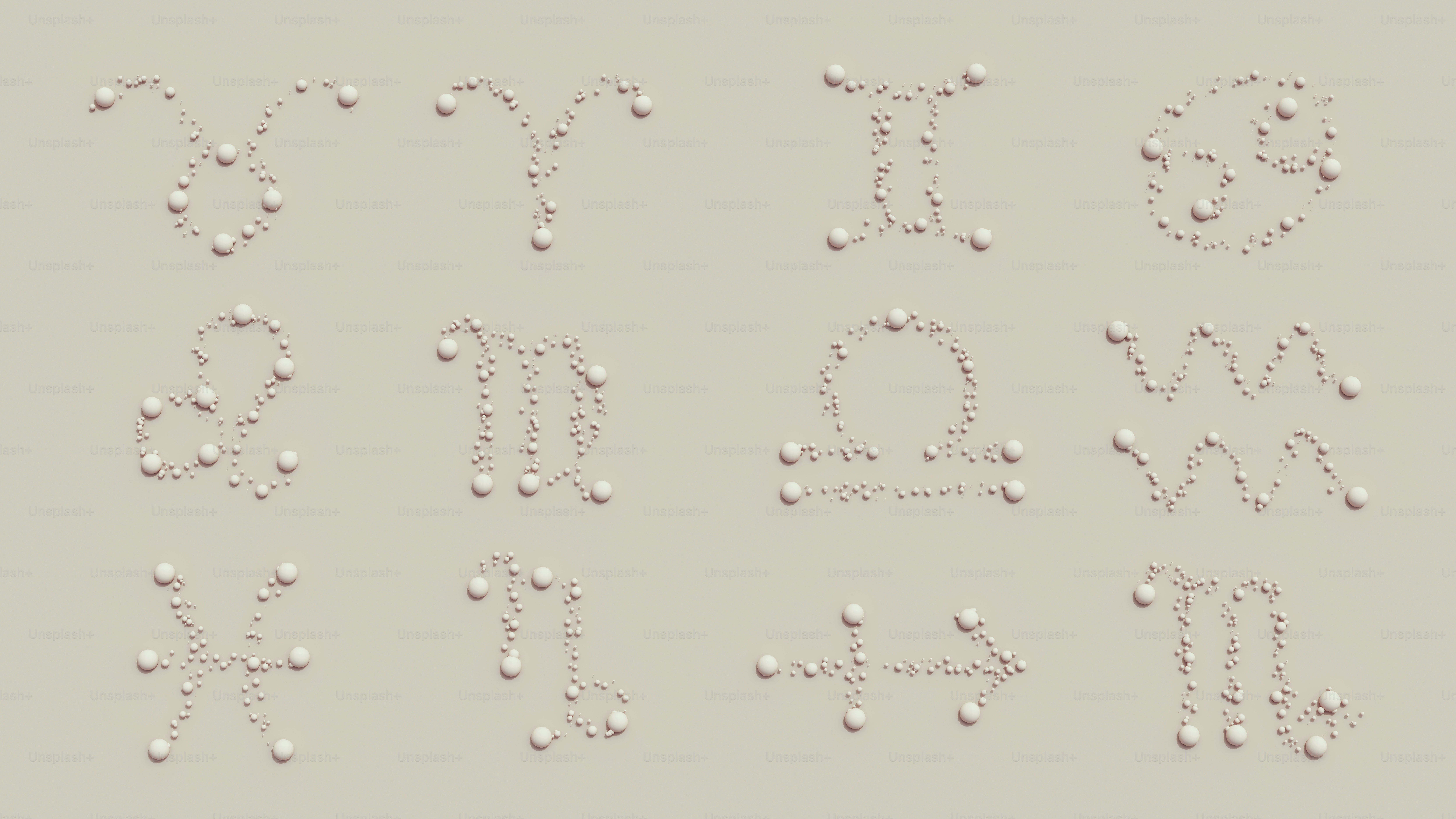 A set of letters and numbers made out of pearls photo – Aries Image on ...