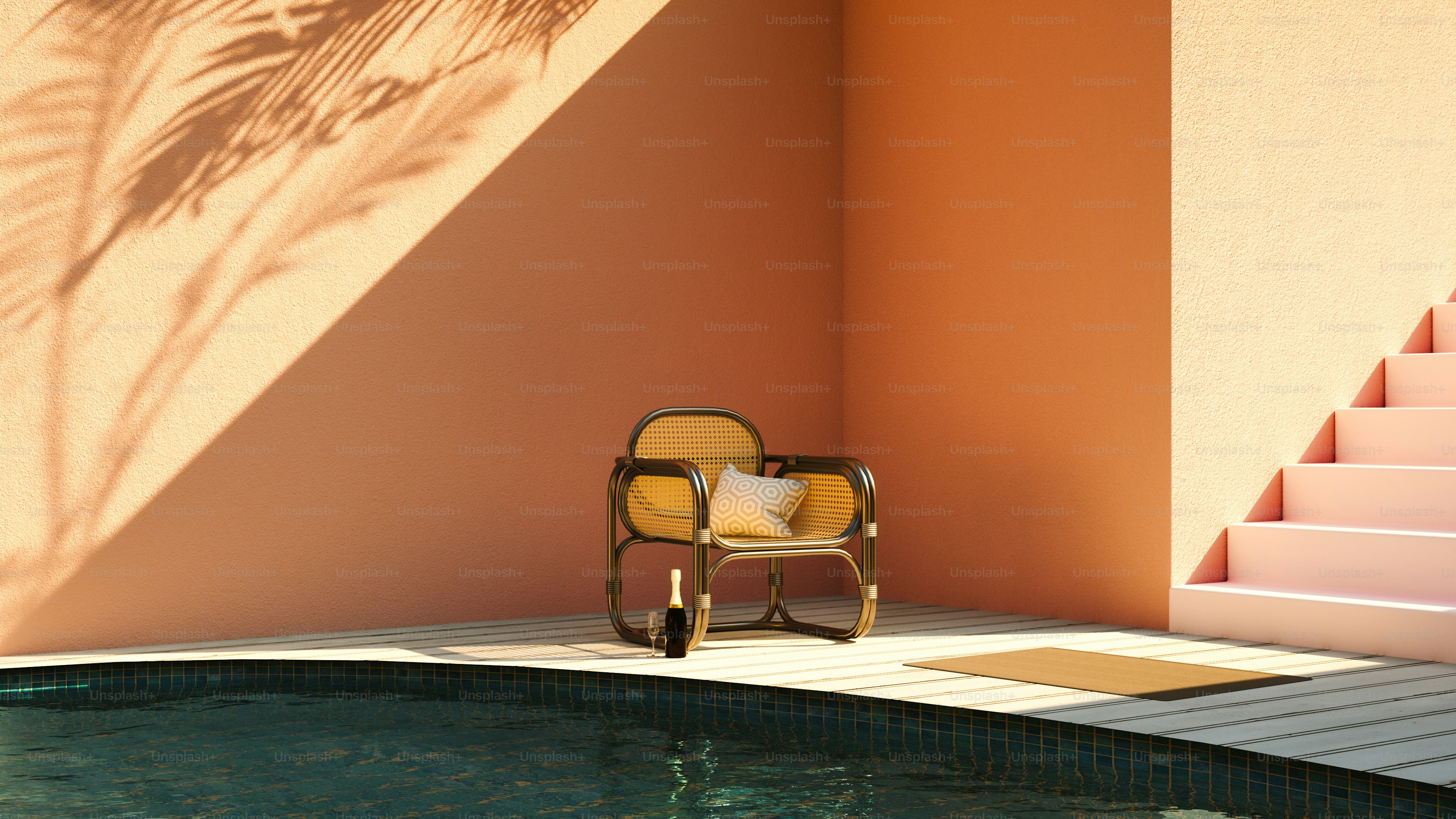 A chair sitting next to a swimming pool photo – Virtual reality Image ...