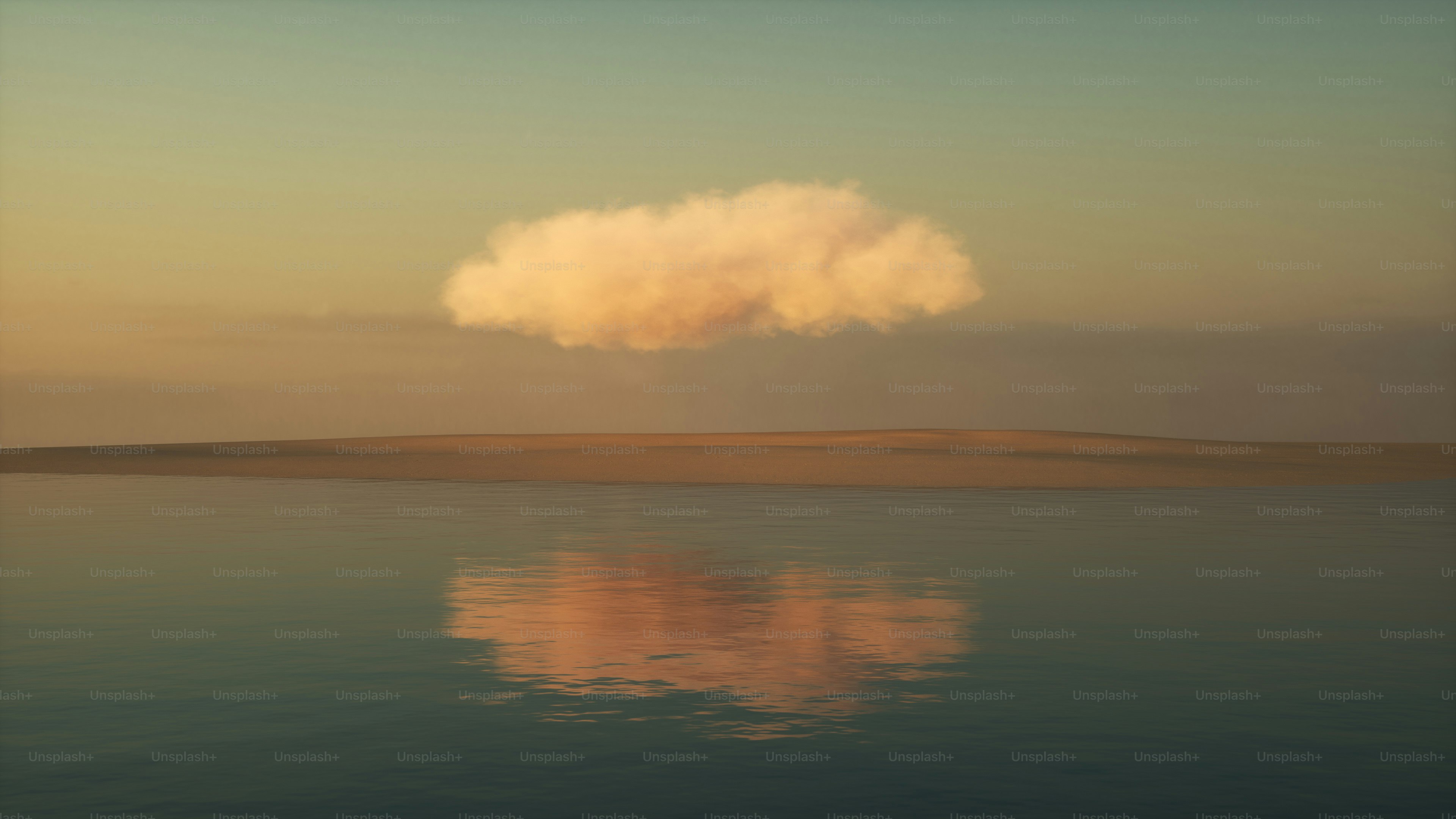 A large cloud floating over a body of water photo – 3d render Image on ...