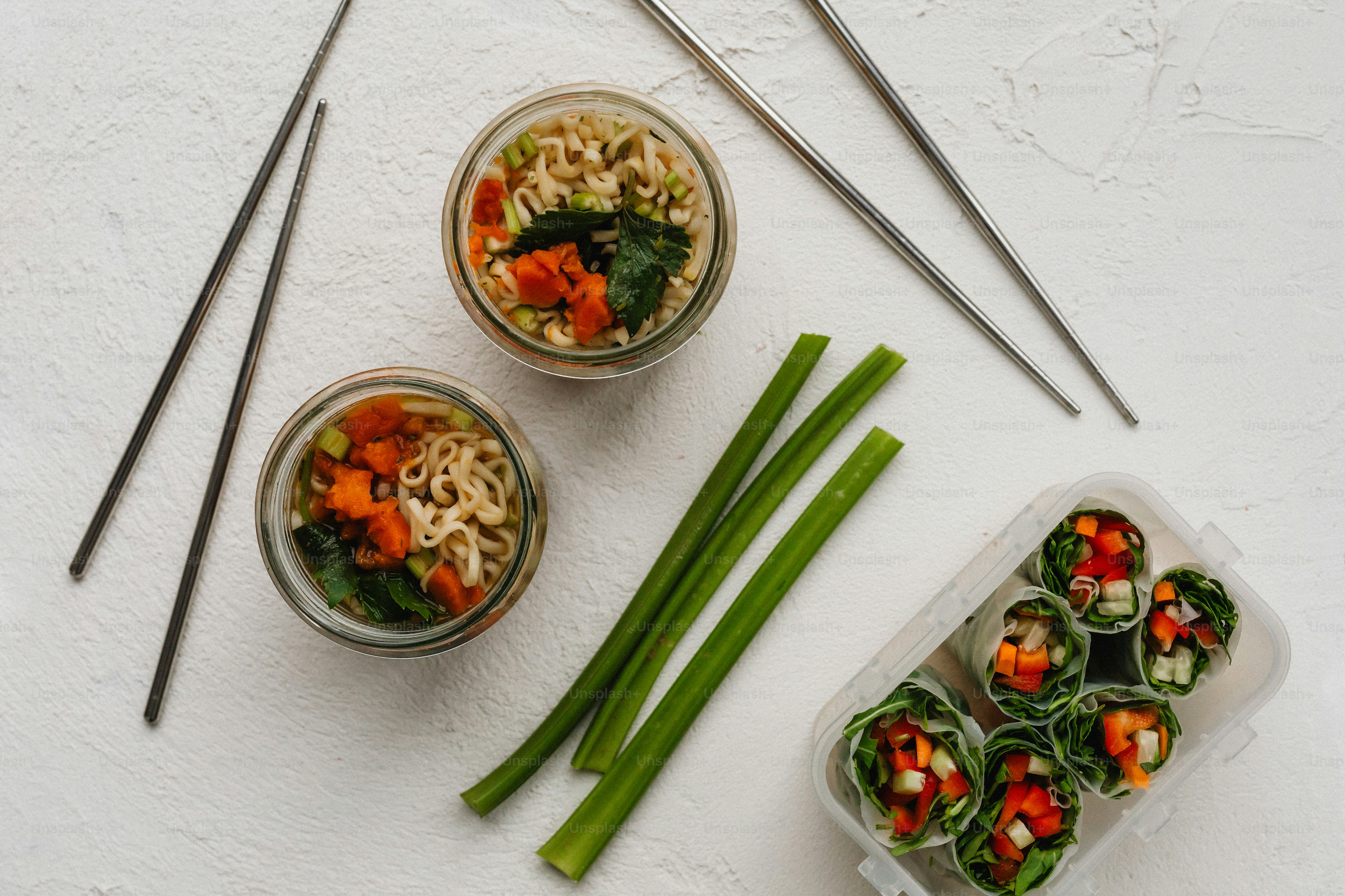 A table topped with lots of different types of food photo – Meal ...