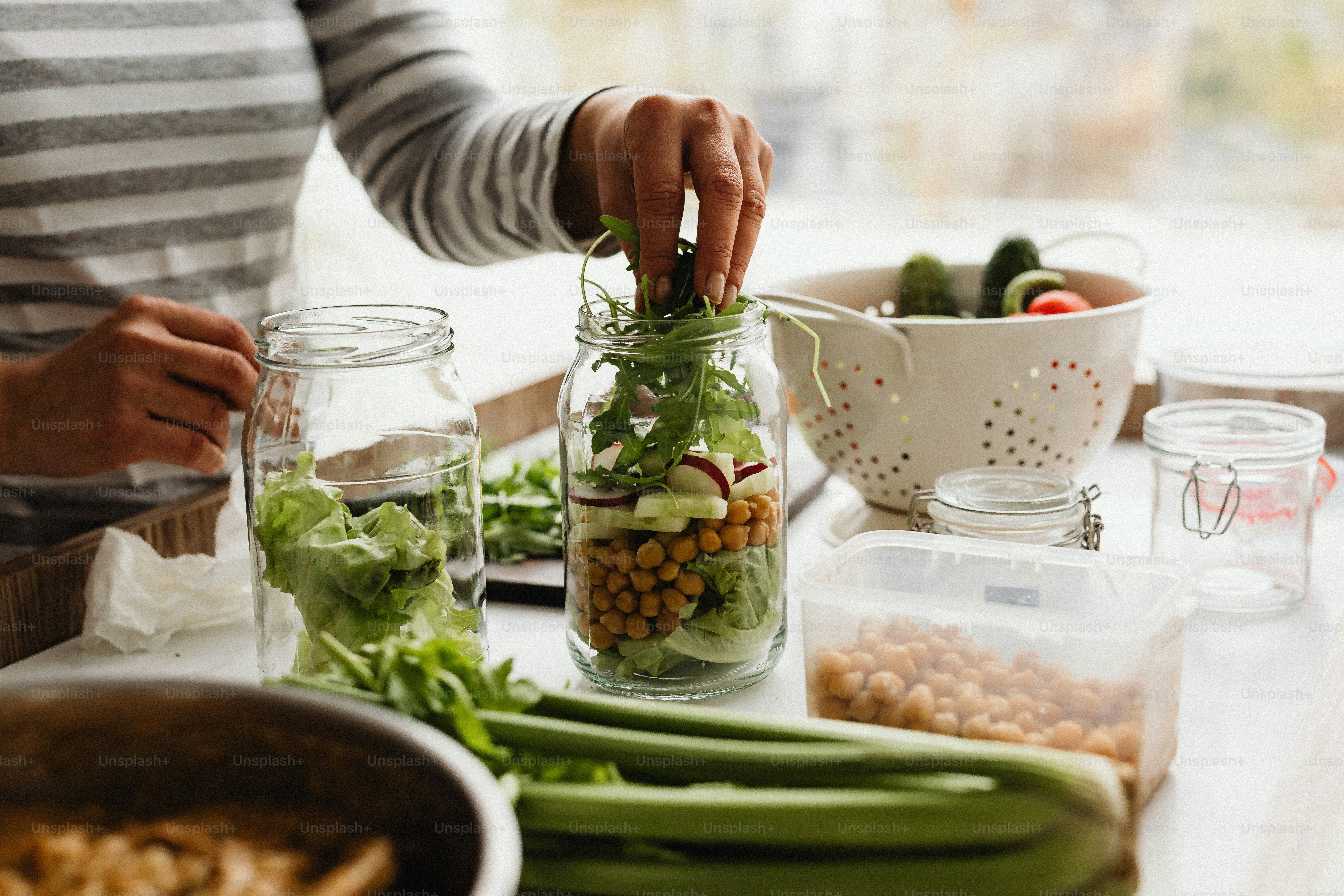 A table topped with lots of different types of food photo – Meal ...