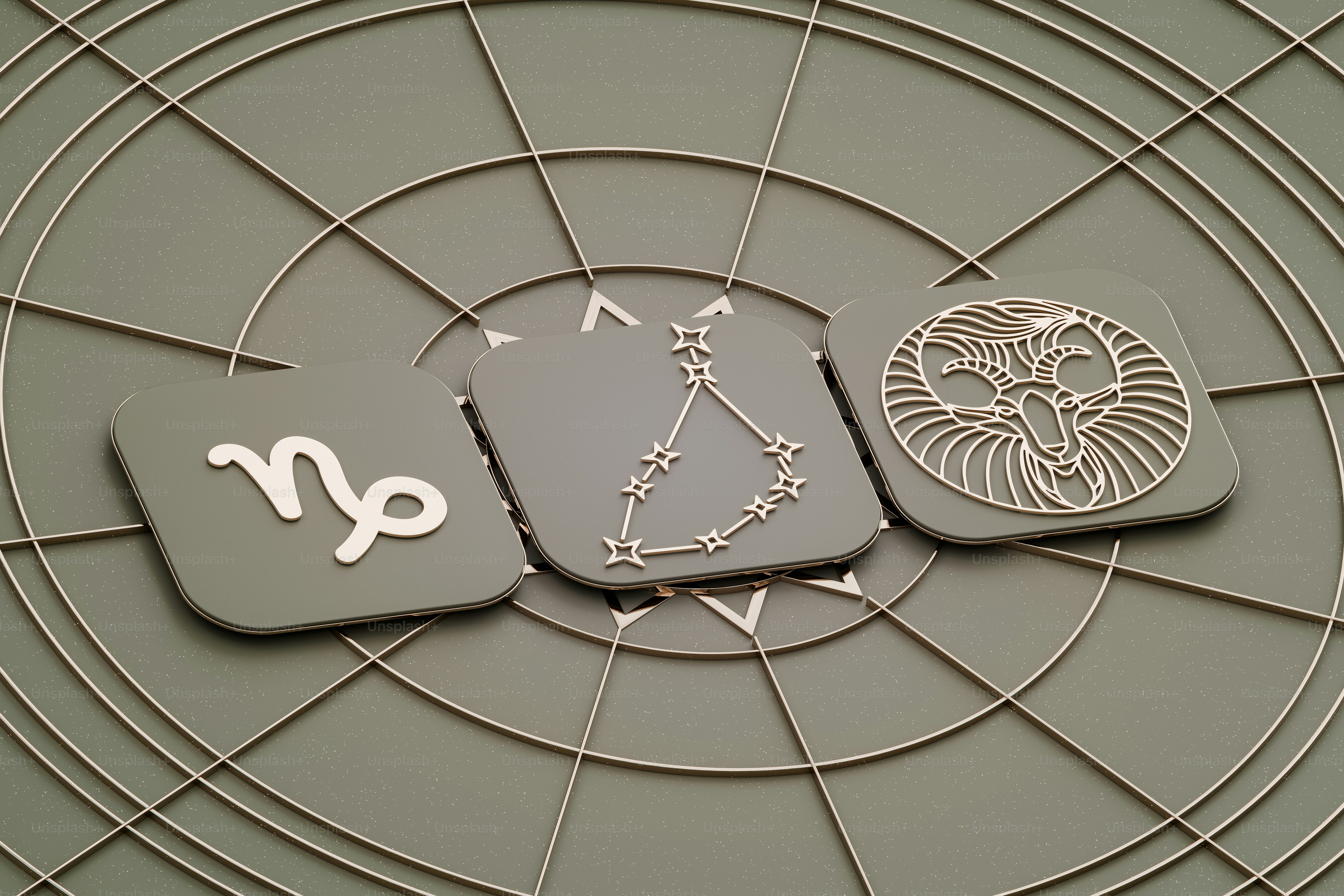 The zodiac signs are placed on a circular surface photo – Astrology ...