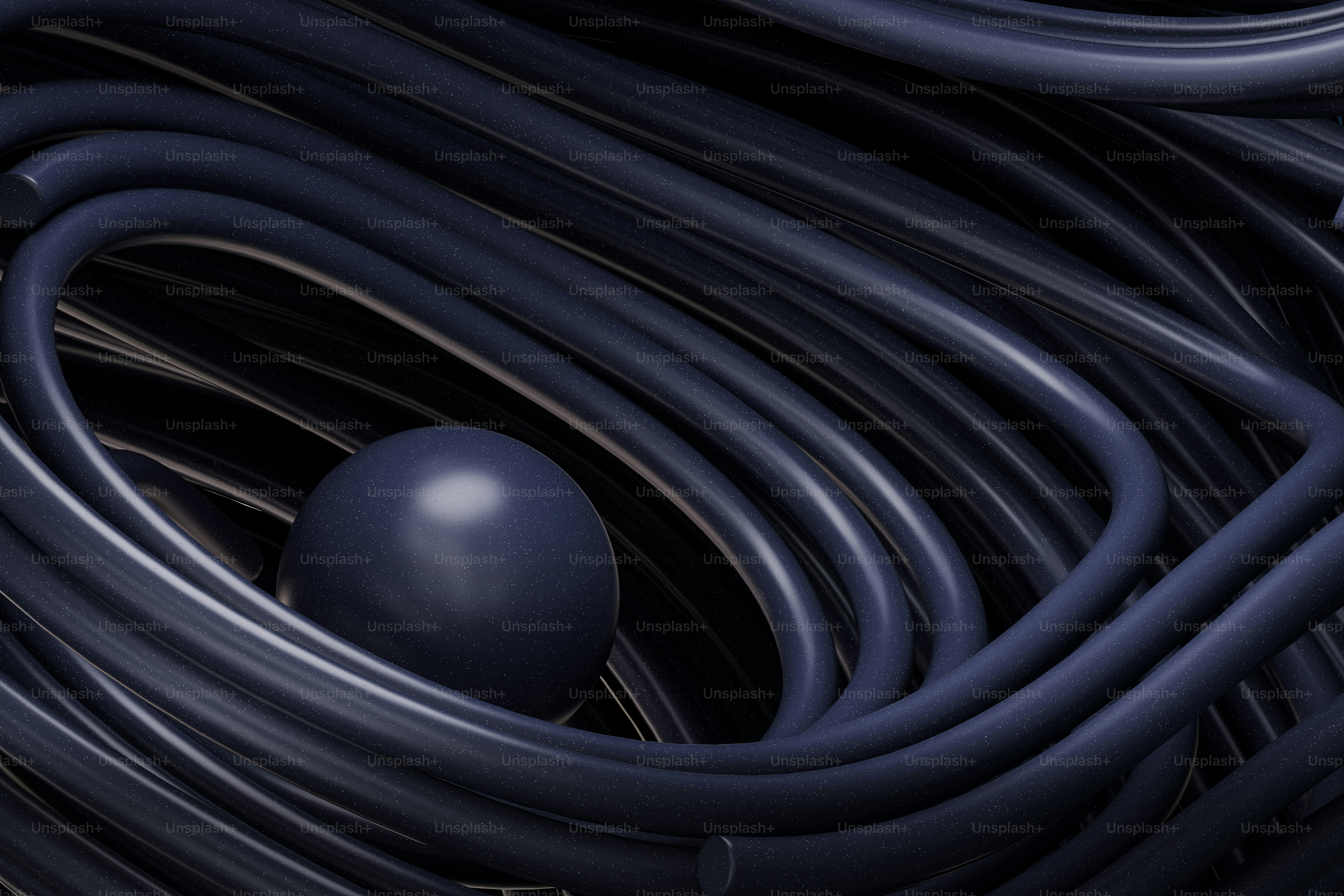 A bunch of black wires are stacked together photo – Digital render ...