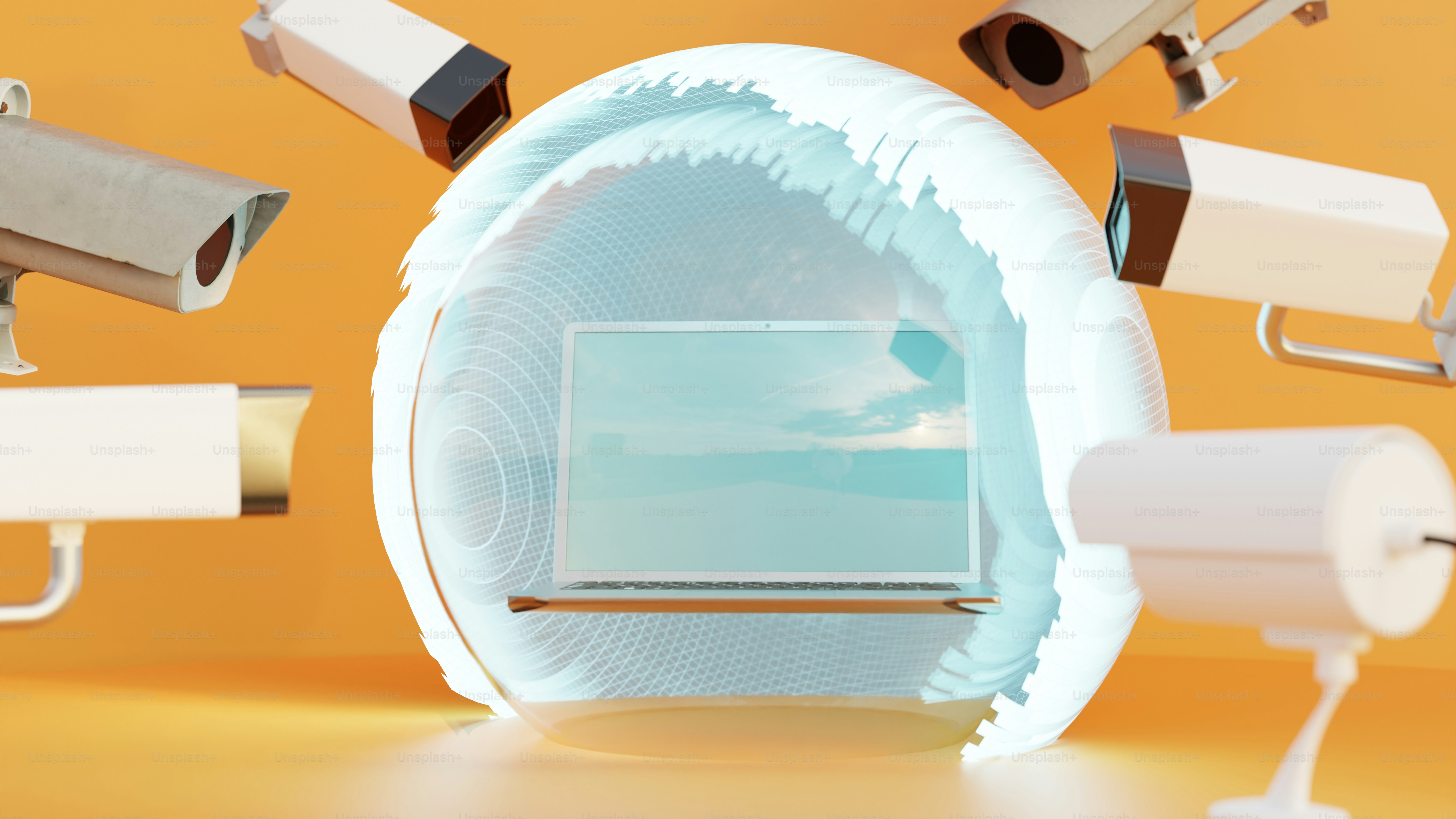 A laptop computer sitting on top of a table photo – Data protection ...