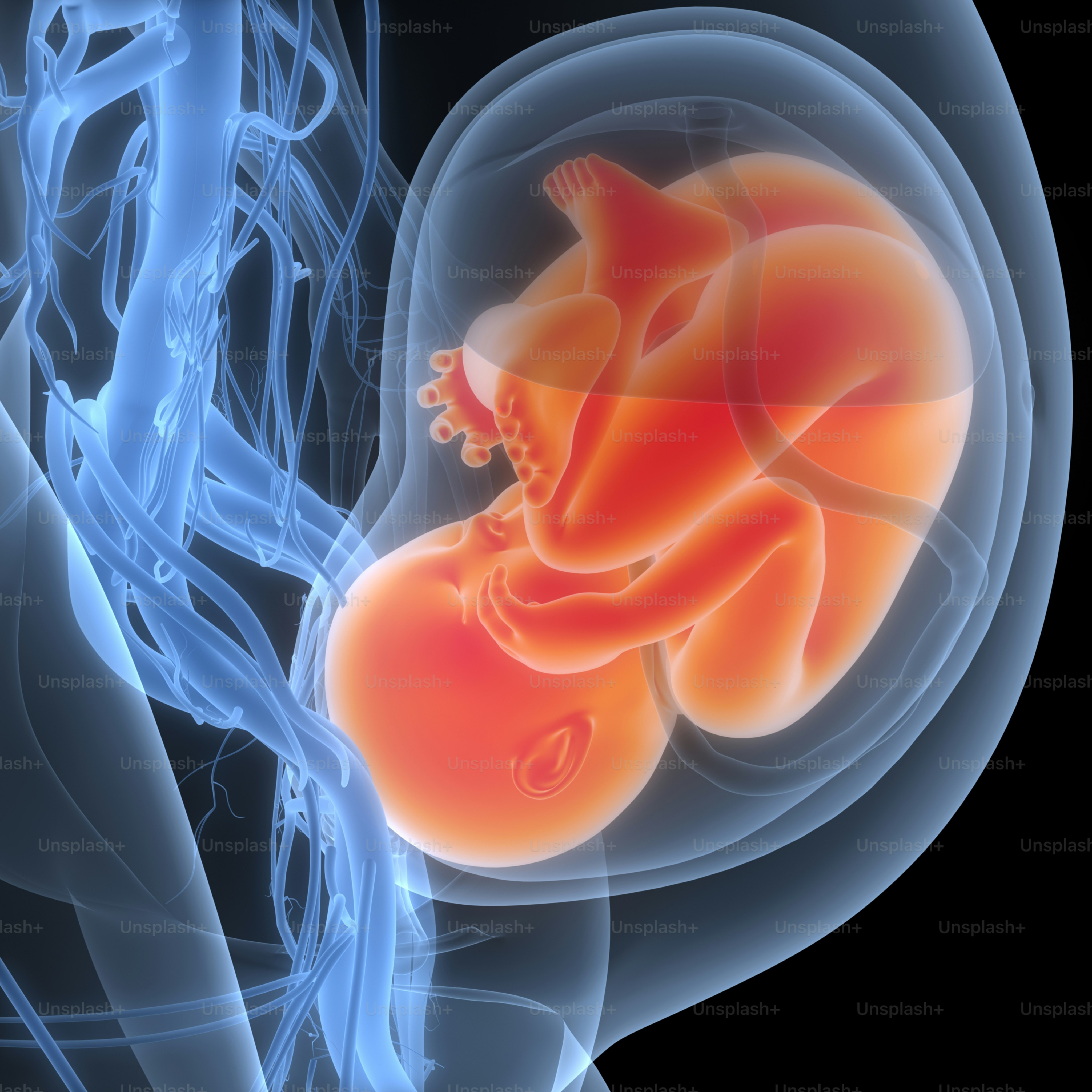 Foto Concepto de ilustración 3D del bebé del feto humano en la anatomía ...