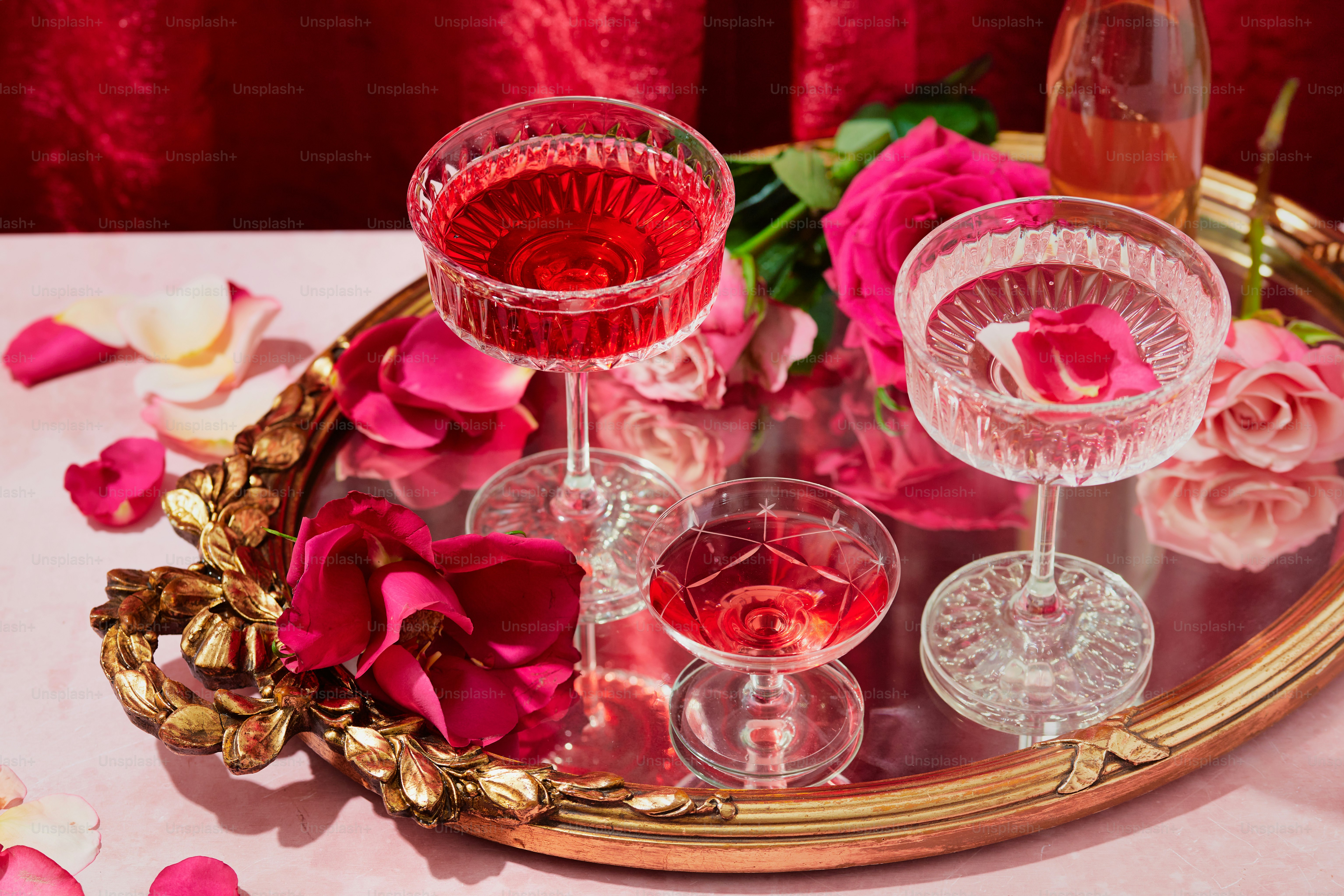 Ein Tablett, auf dem einige Weingläser stehen Foto – Bild zum Thema ...