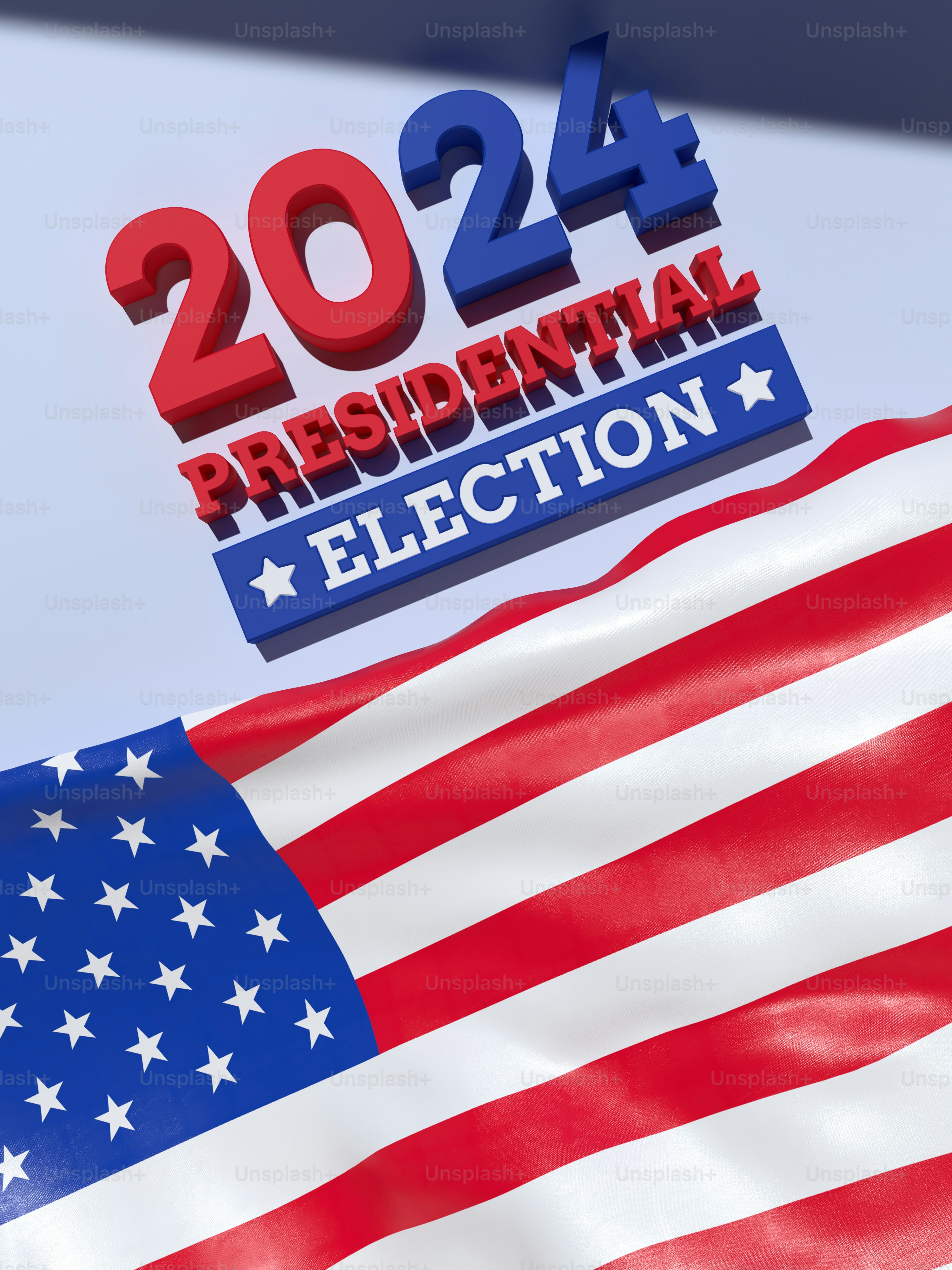 A large american flag with a political sign in the background photo ...