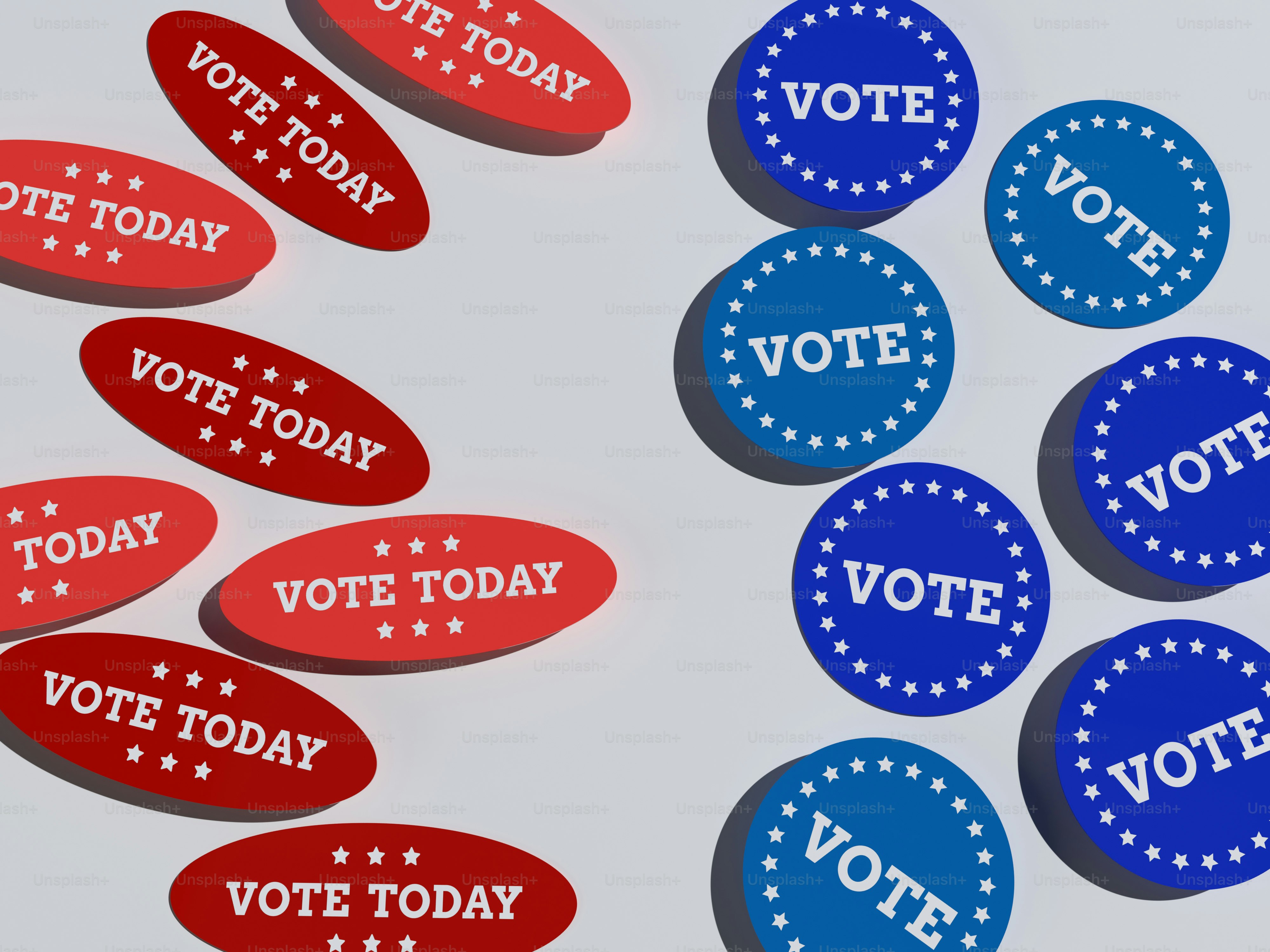 A red, white and blue sticker with the words vote now and i vote photo ...