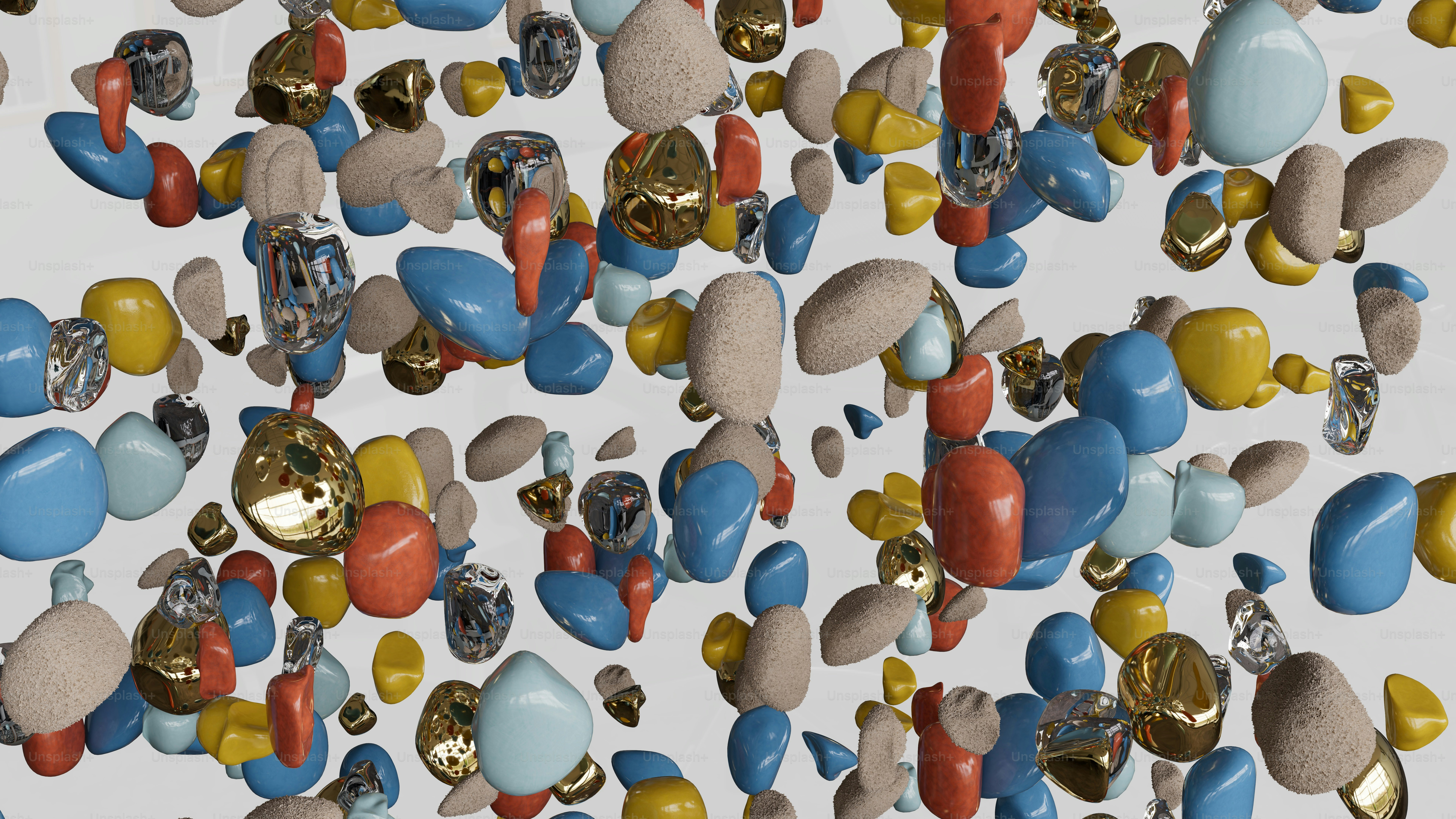 A group of colorful objects floating in the air photo – Wallpaper Image ...