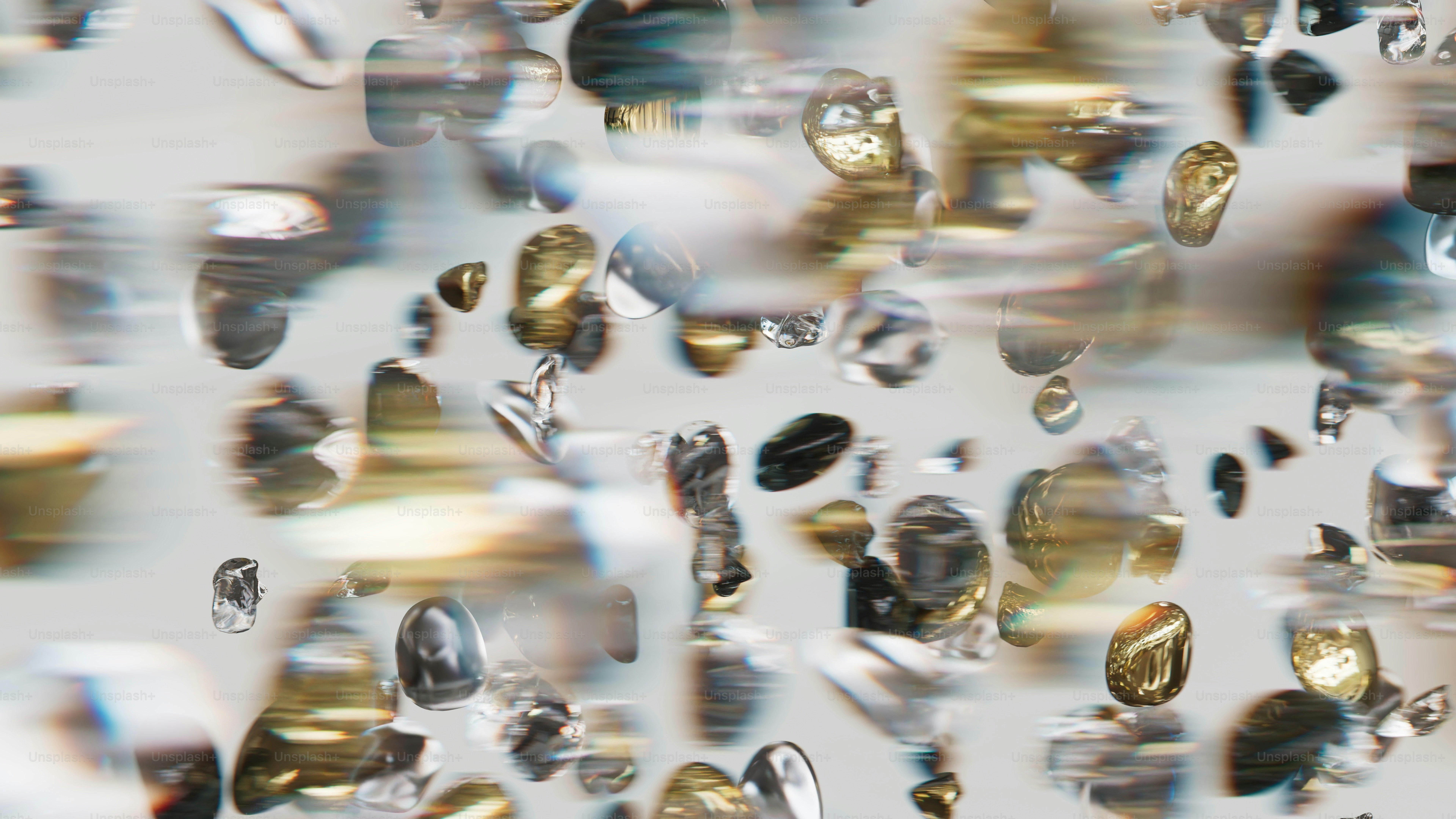 A group of glass objects floating in the air photo – 3d render Image on ...