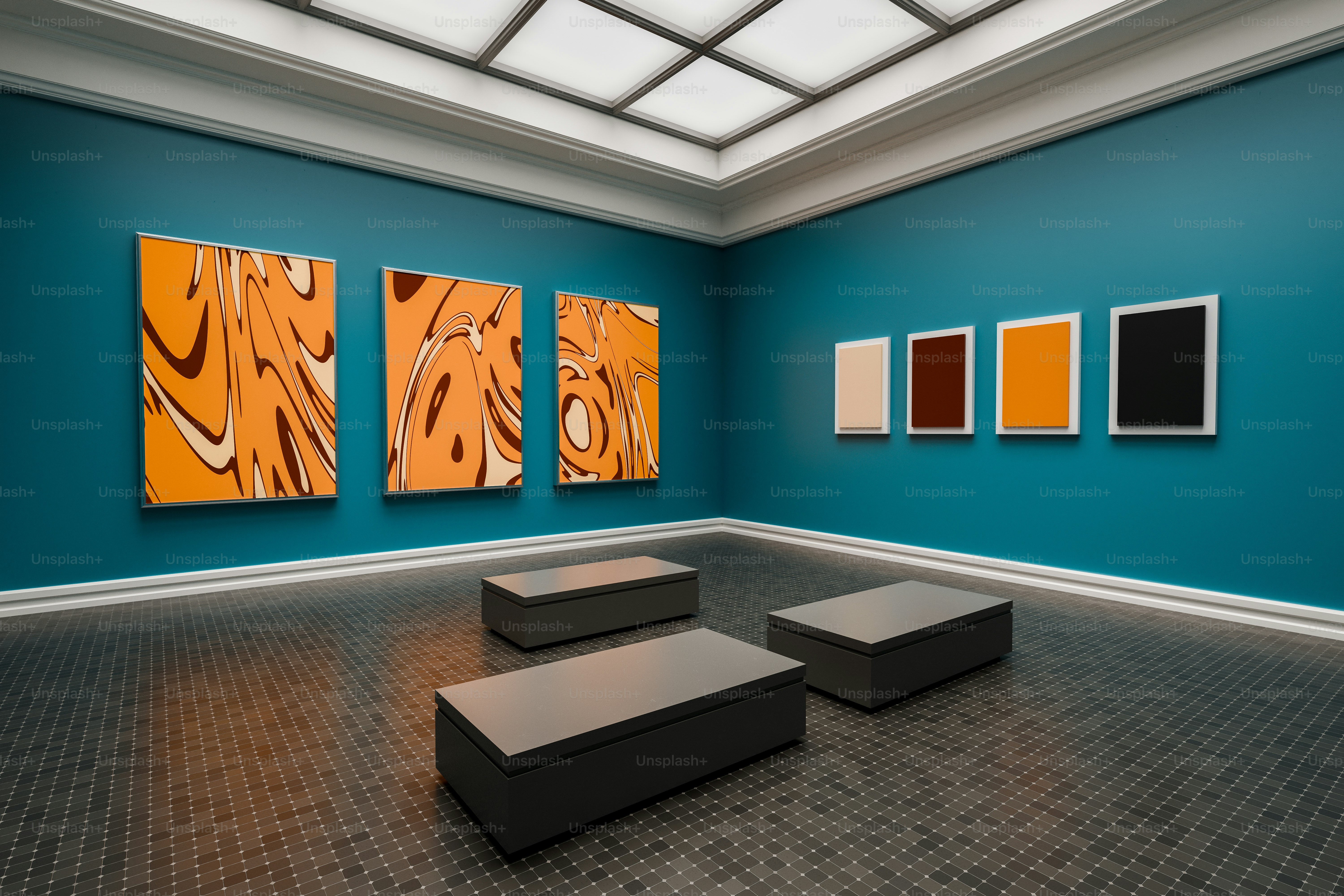 A room with a few paintings on the wall photo – Art gallery Image on ...