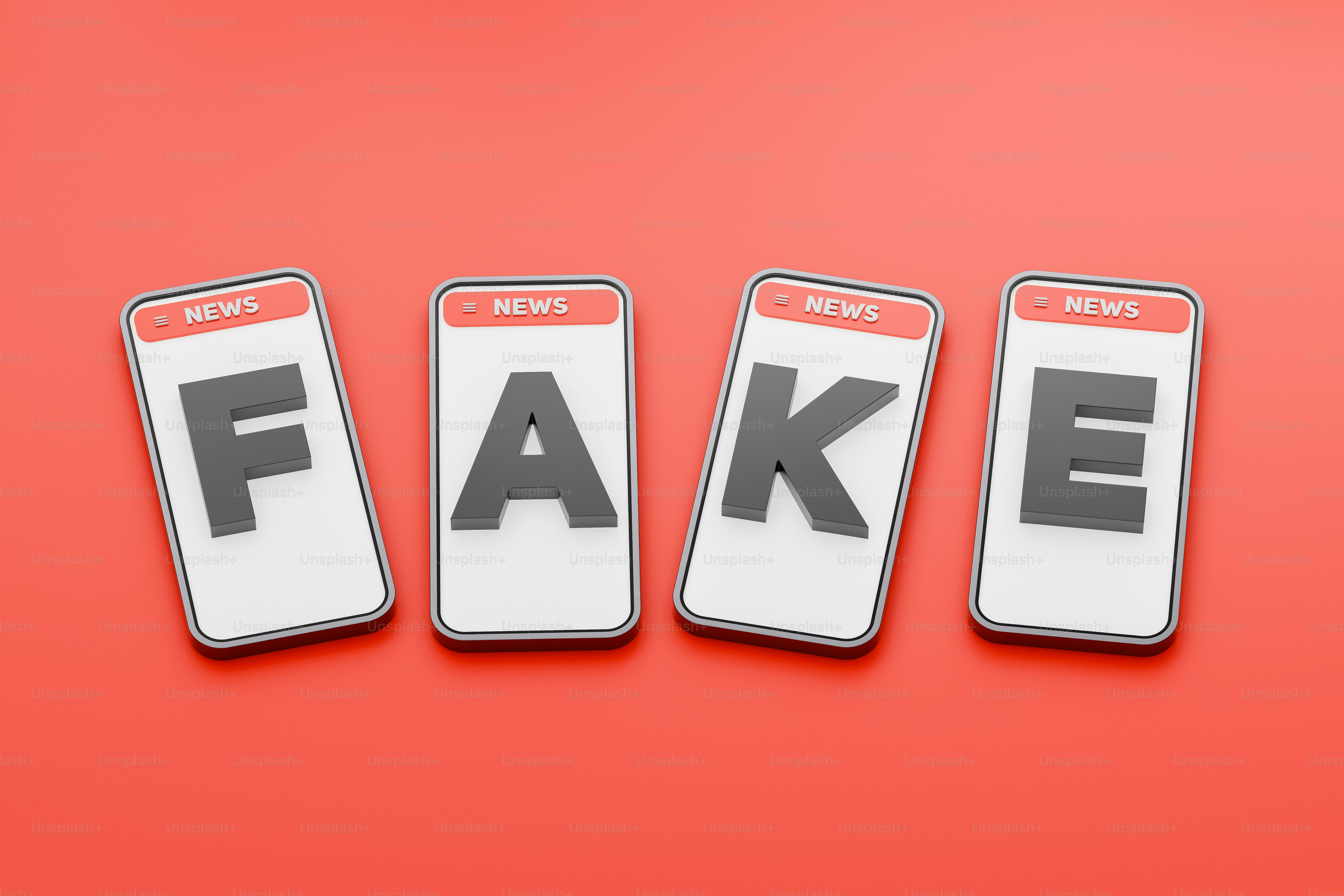 Fake news and fake news on a red background photo – Fake news Image on ...