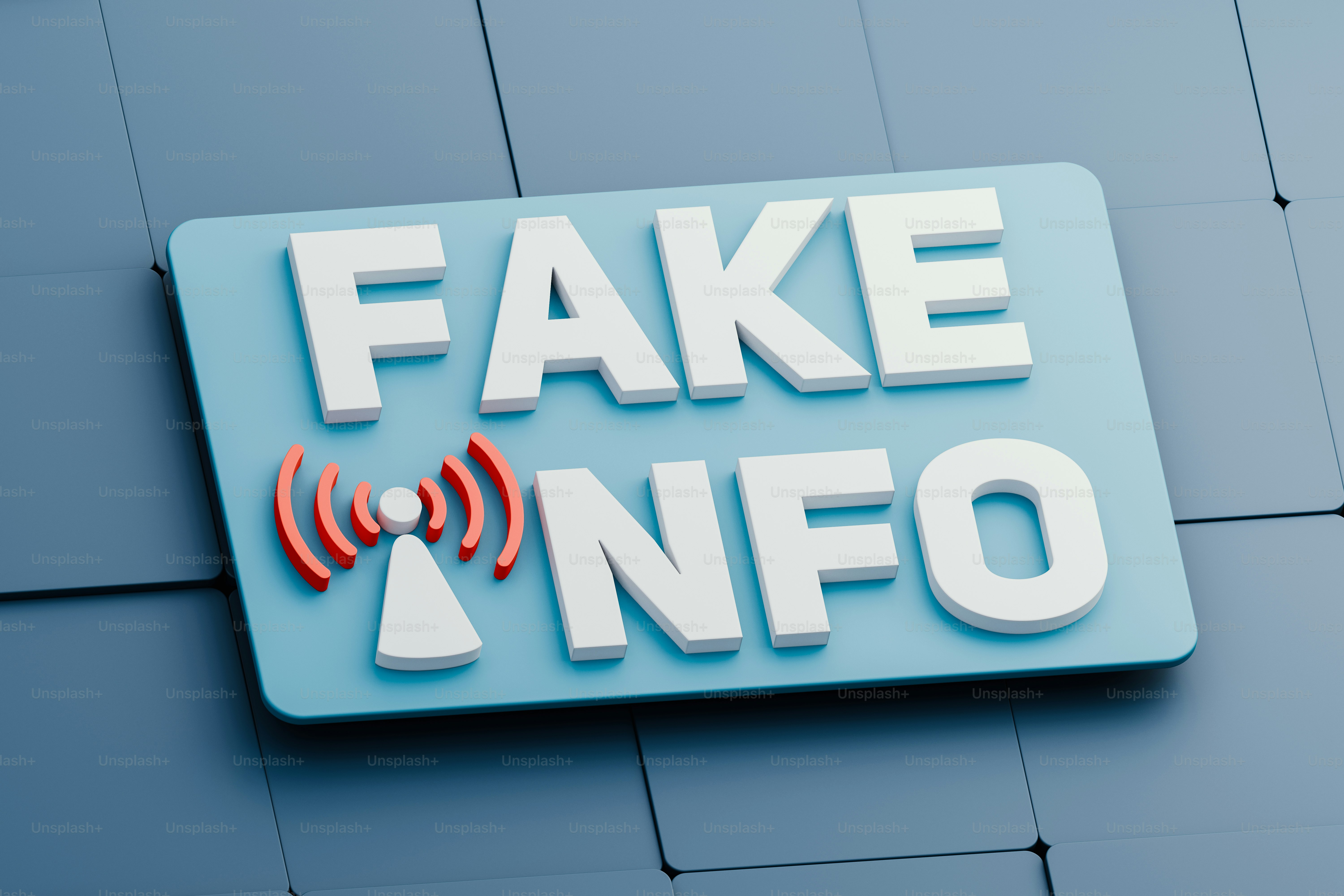 A blue sign that says fake info on it photo – Disinformation Image on ...