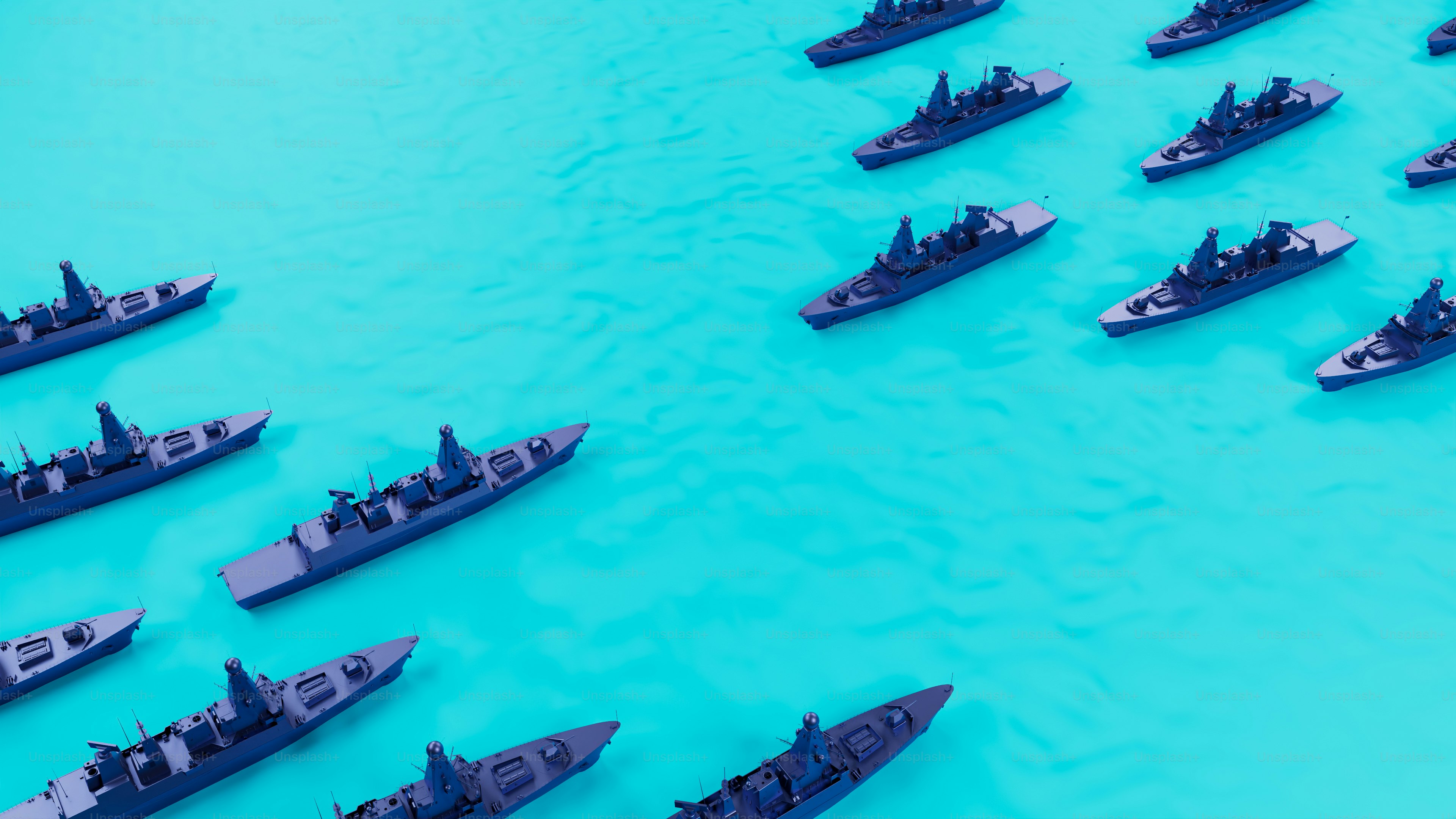 A group of boats floating on top of a body of water photo – Render ...