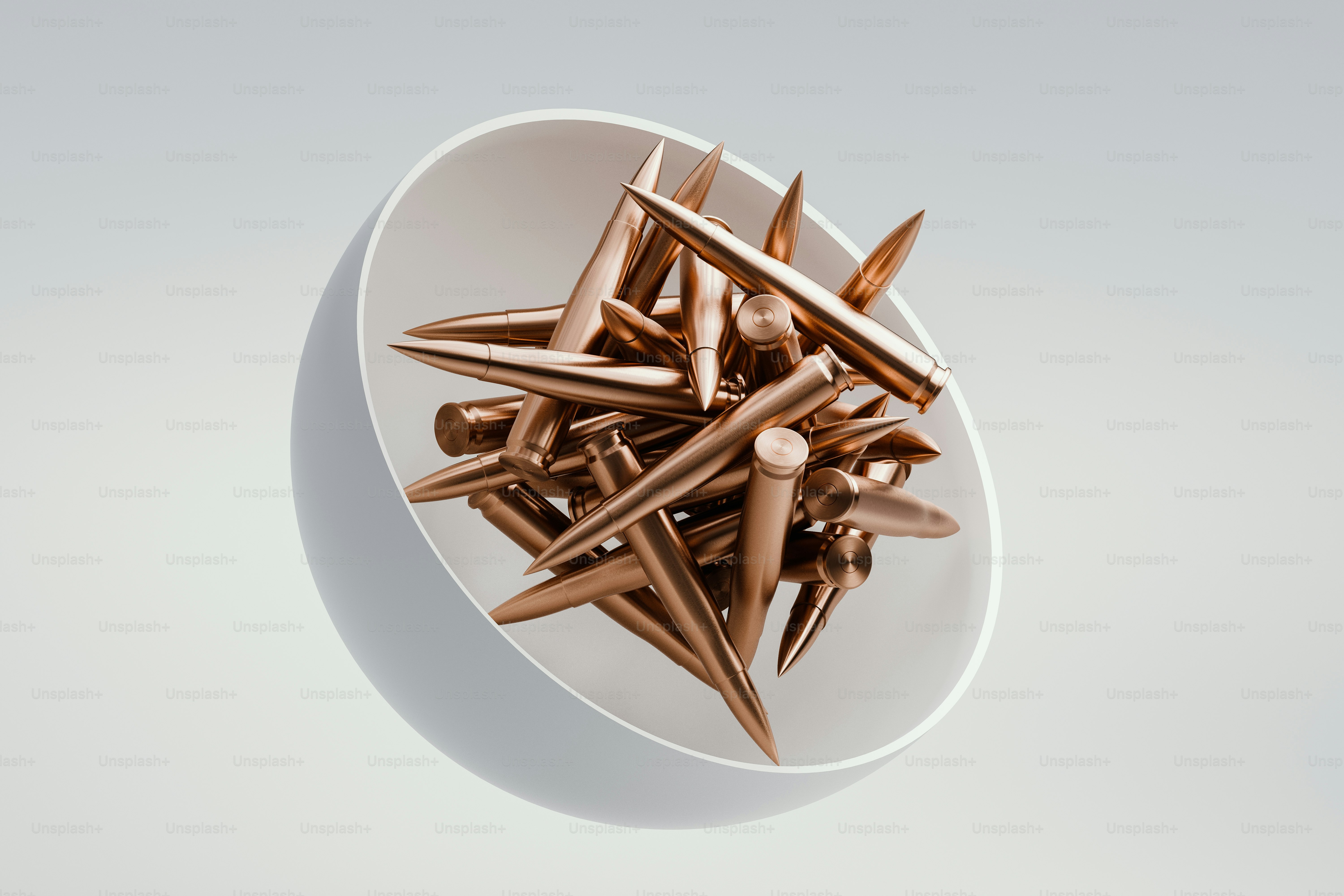 A white bowl filled with lots of metal spikes photo – War symbolism ...