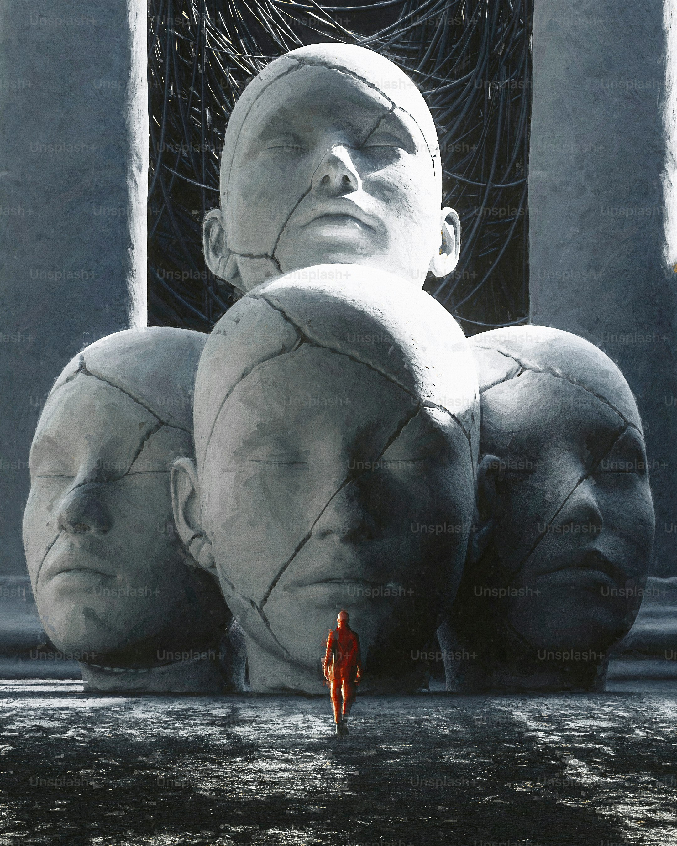 A person standing in front of a group of heads photo – Head Image on ...