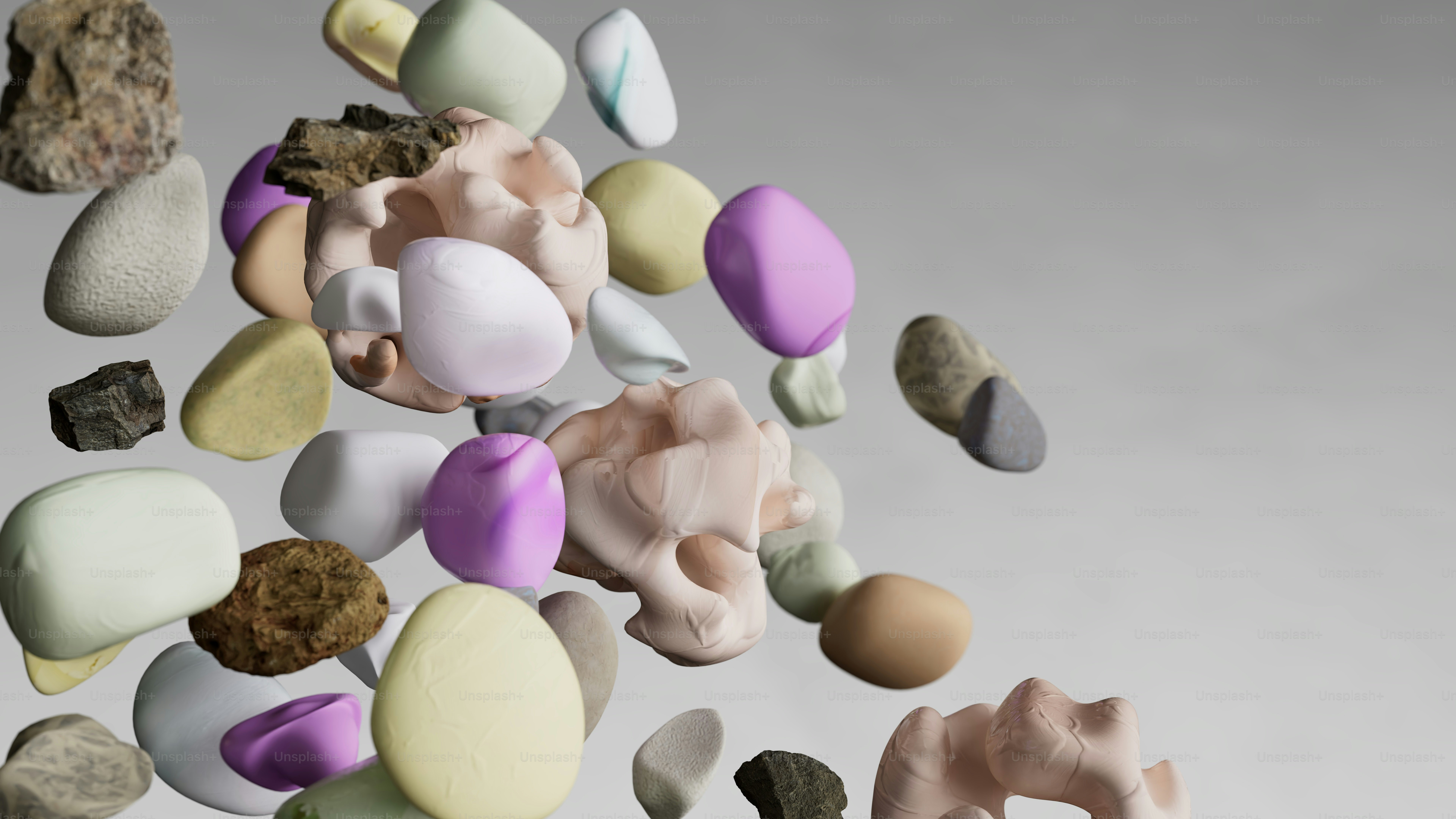 A bunch of rocks flying through the air photo – 3d render Image on Unsplash