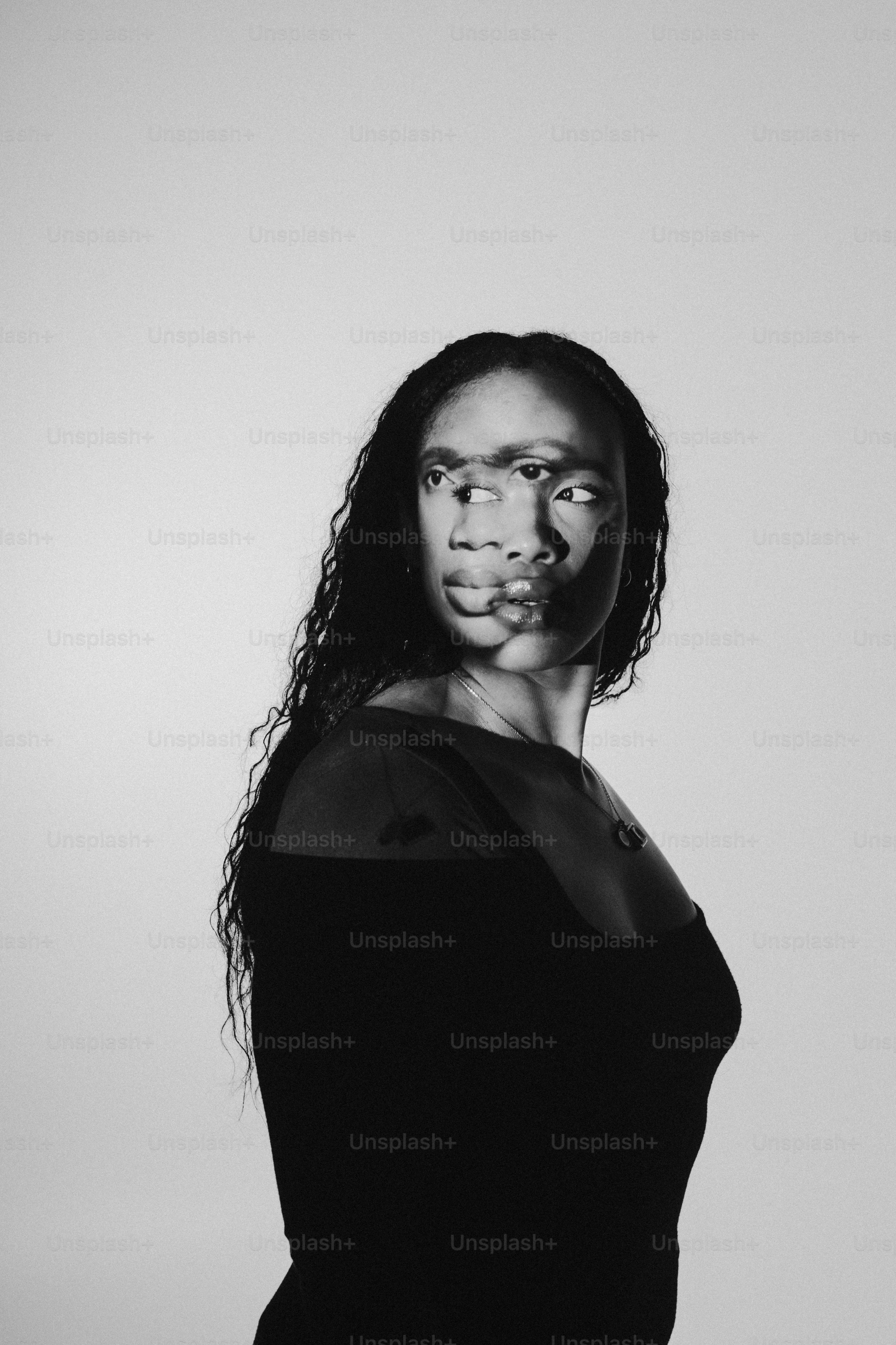 A black and white photo of a woman photo – Self reflection Image on ...
