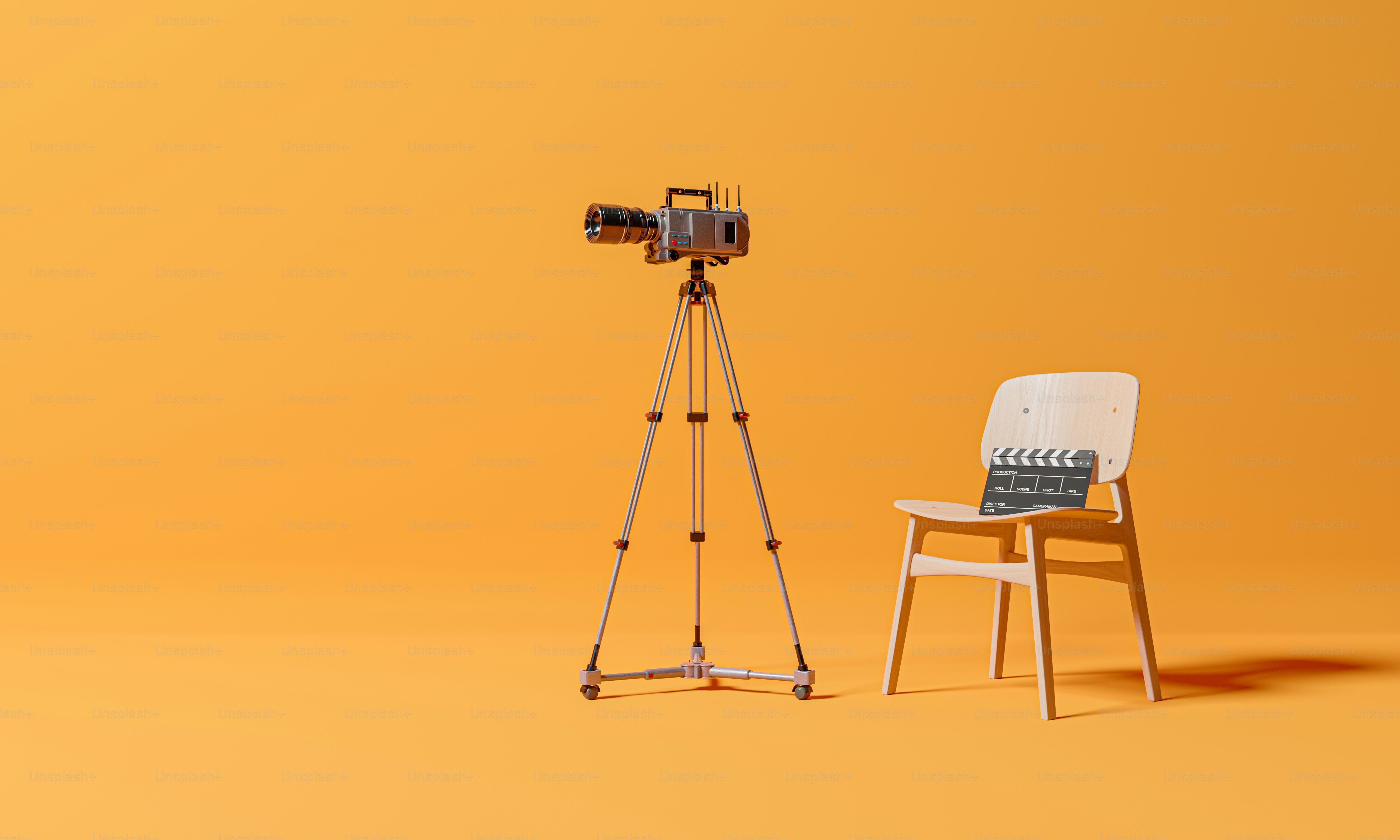 A chair and a camera on a tripod photo – Film production Image on Unsplash