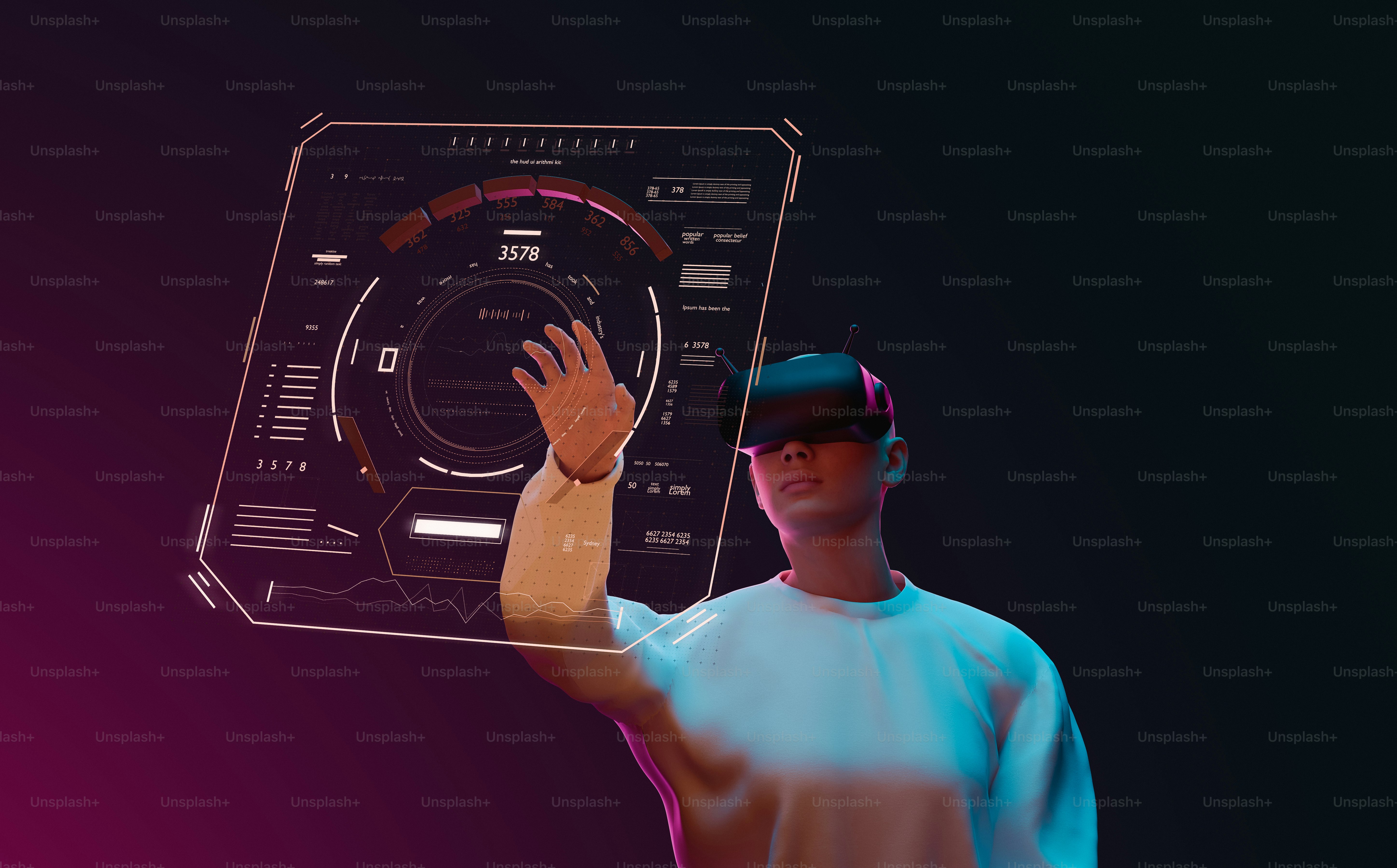 A man is holding a virtual control panel photo – Digital image Image on ...