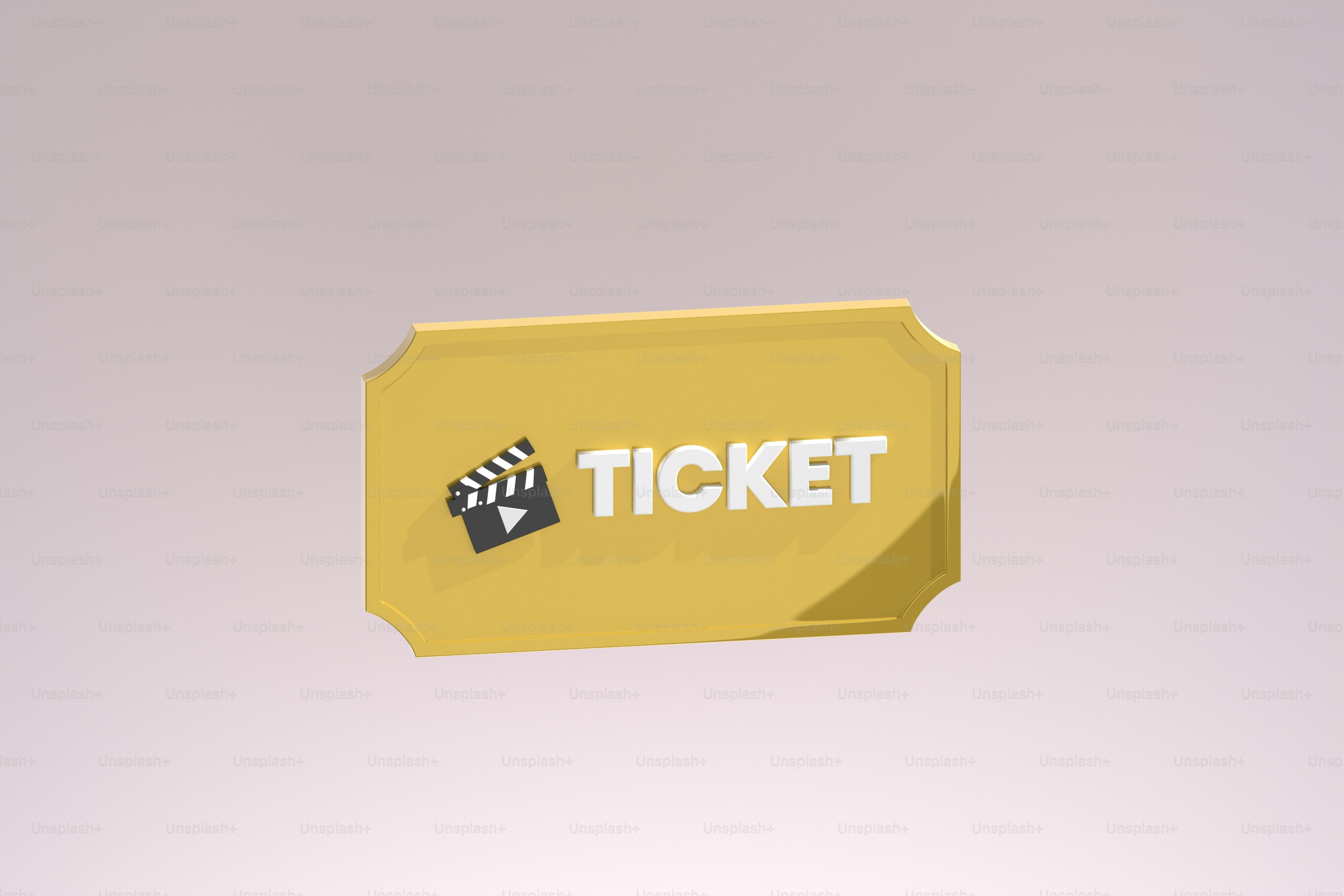 A yellow ticket sign with a movie ticket on it photo – Film Image on ...
