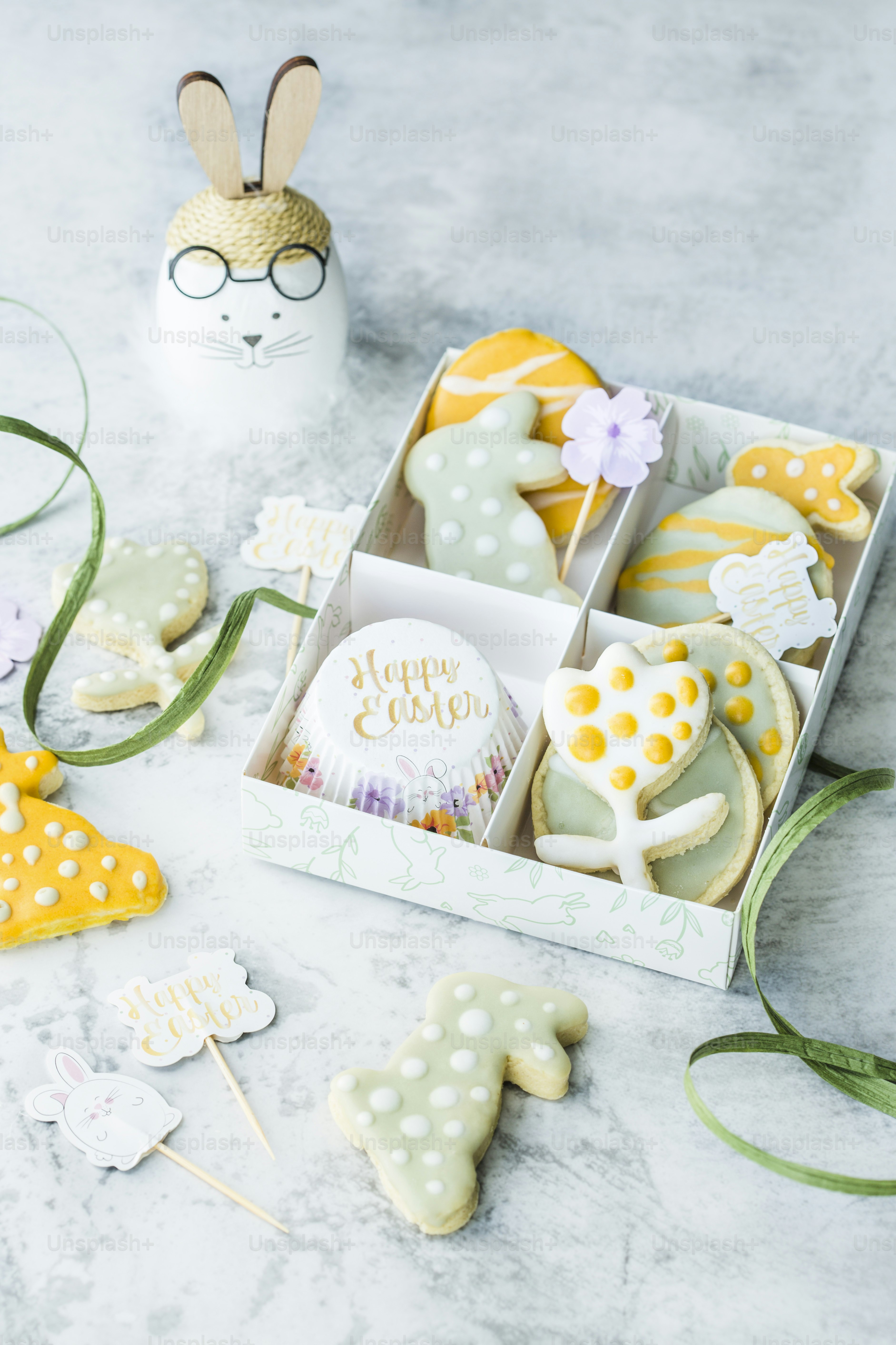 A box filled with cookies and decorated cookies photo – Easter Image on ...