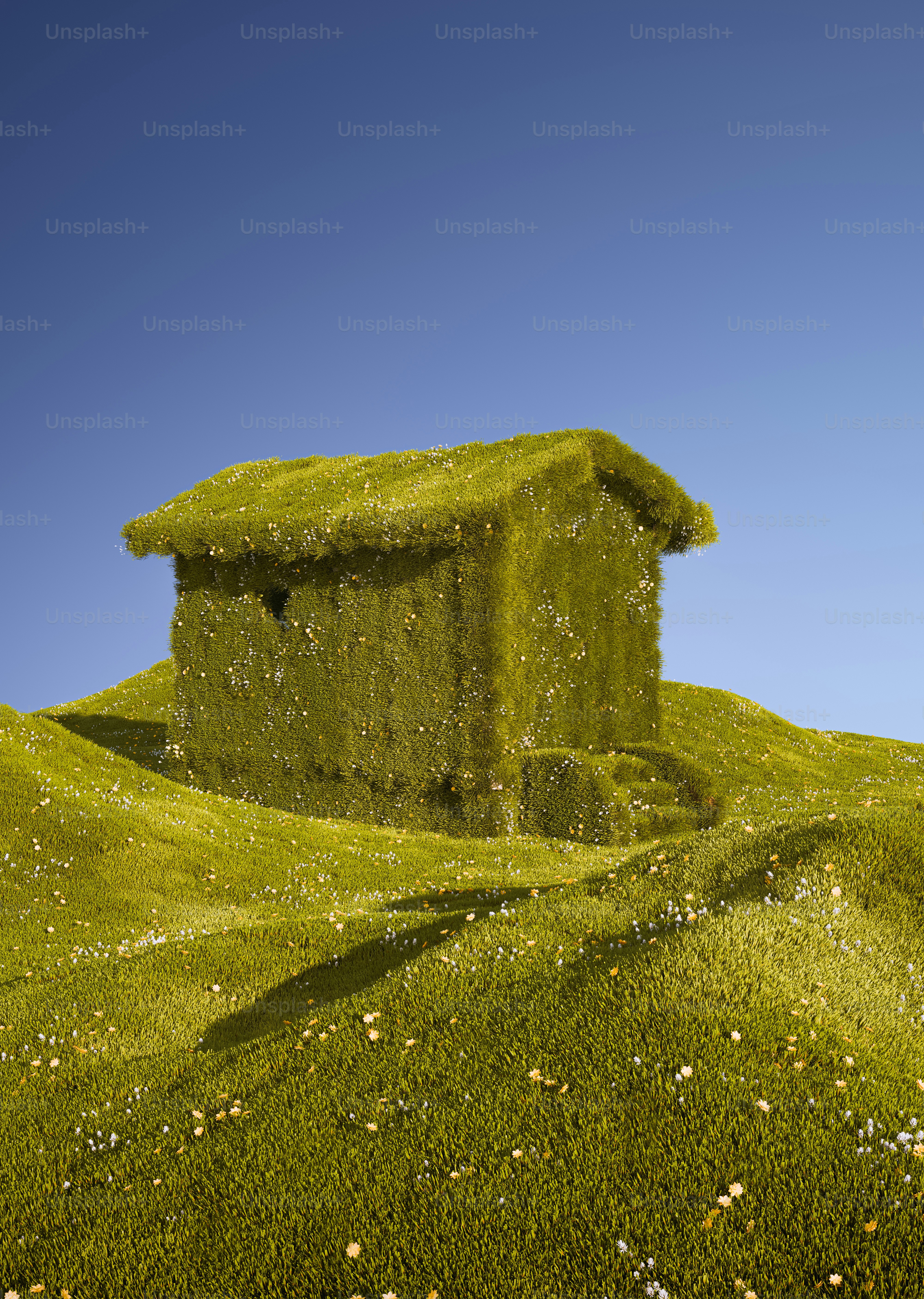 A house made of grass sitting on top of a hill photo – Nature Image on ...