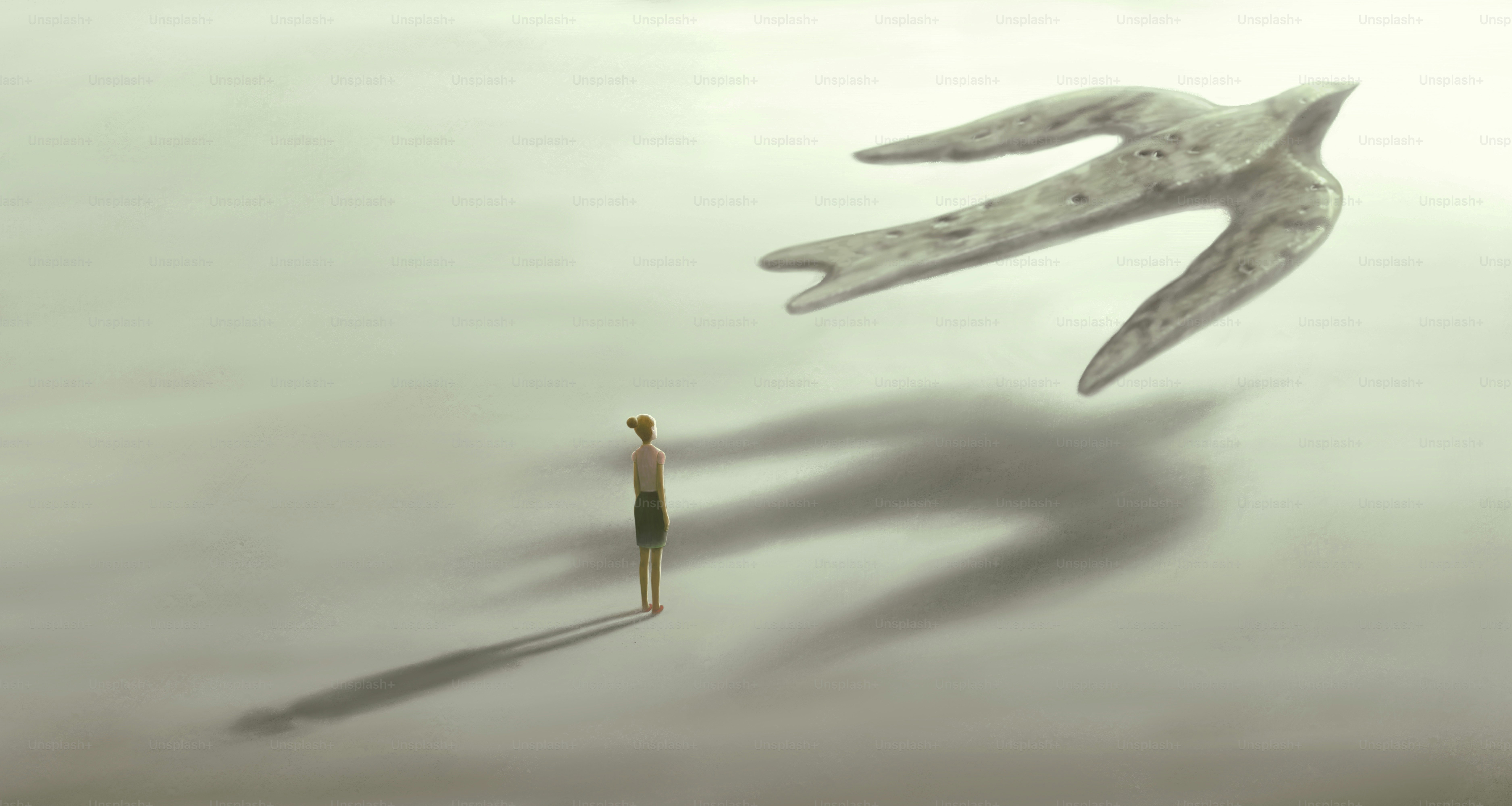 Freedom concept ,woman with bird sculpture, surreal art photo – Hope ...