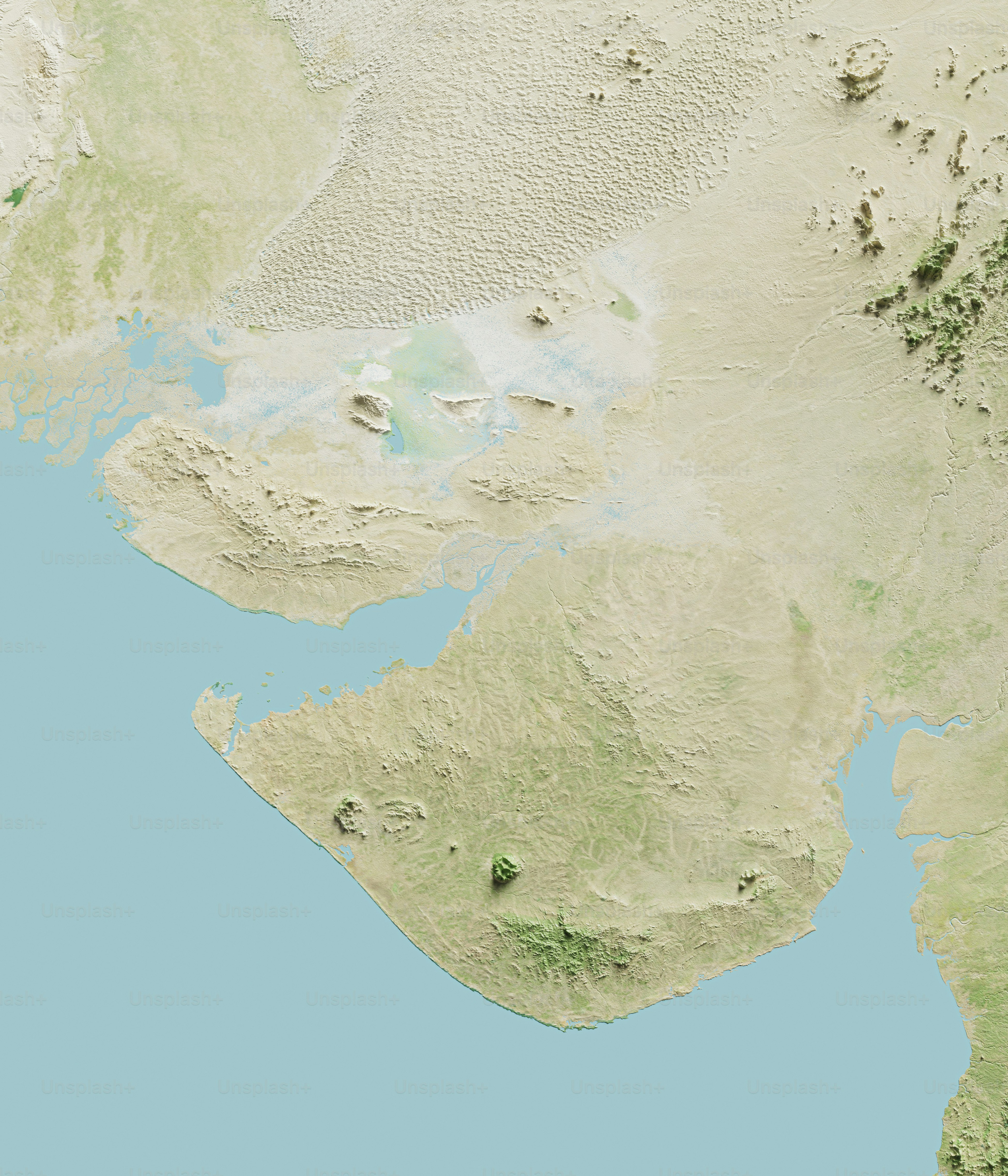 A satellite image of a large body of water photo – Gujarat Image on ...
