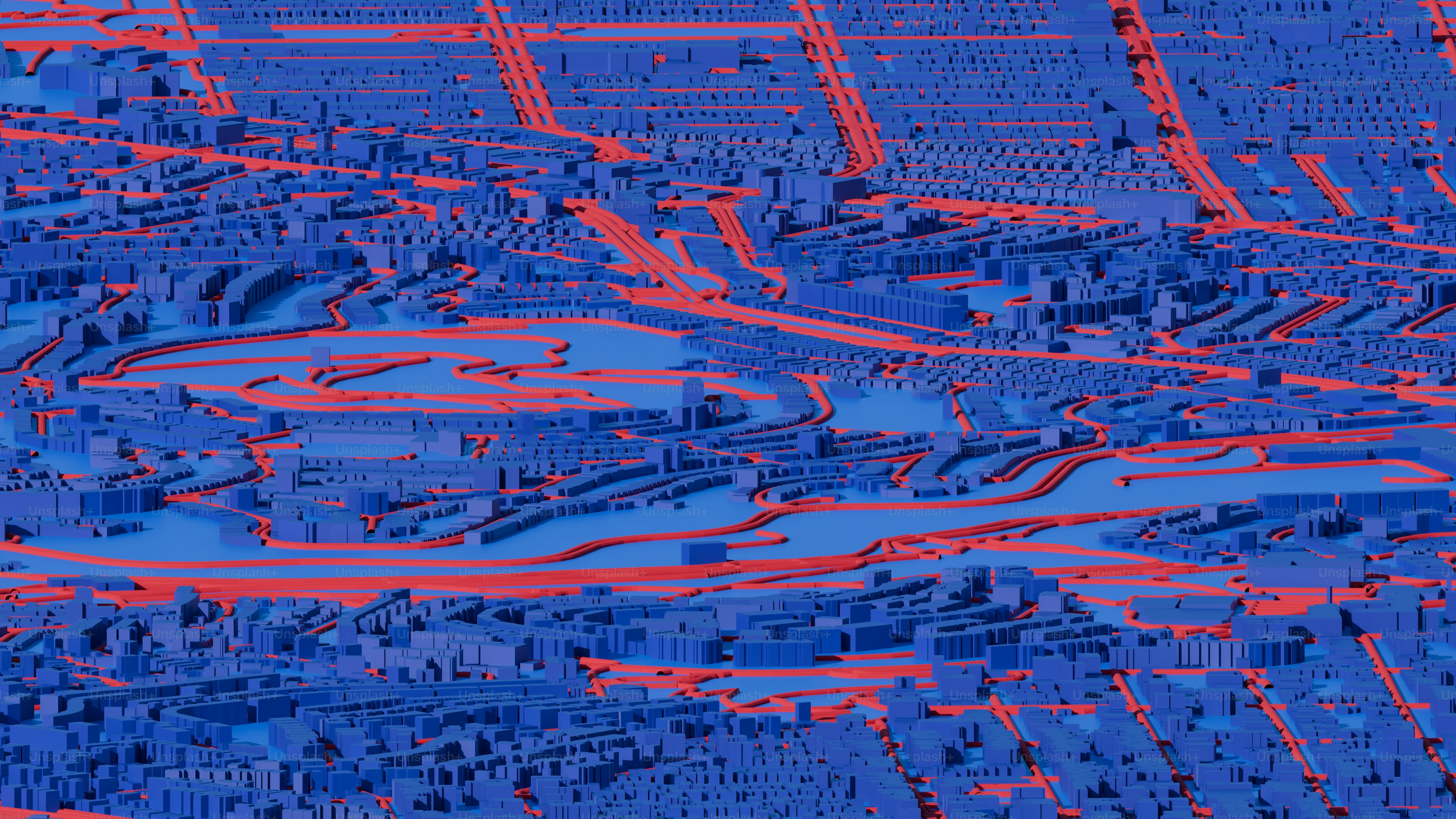 A blue and red map of a city photo – Map Image on Unsplash