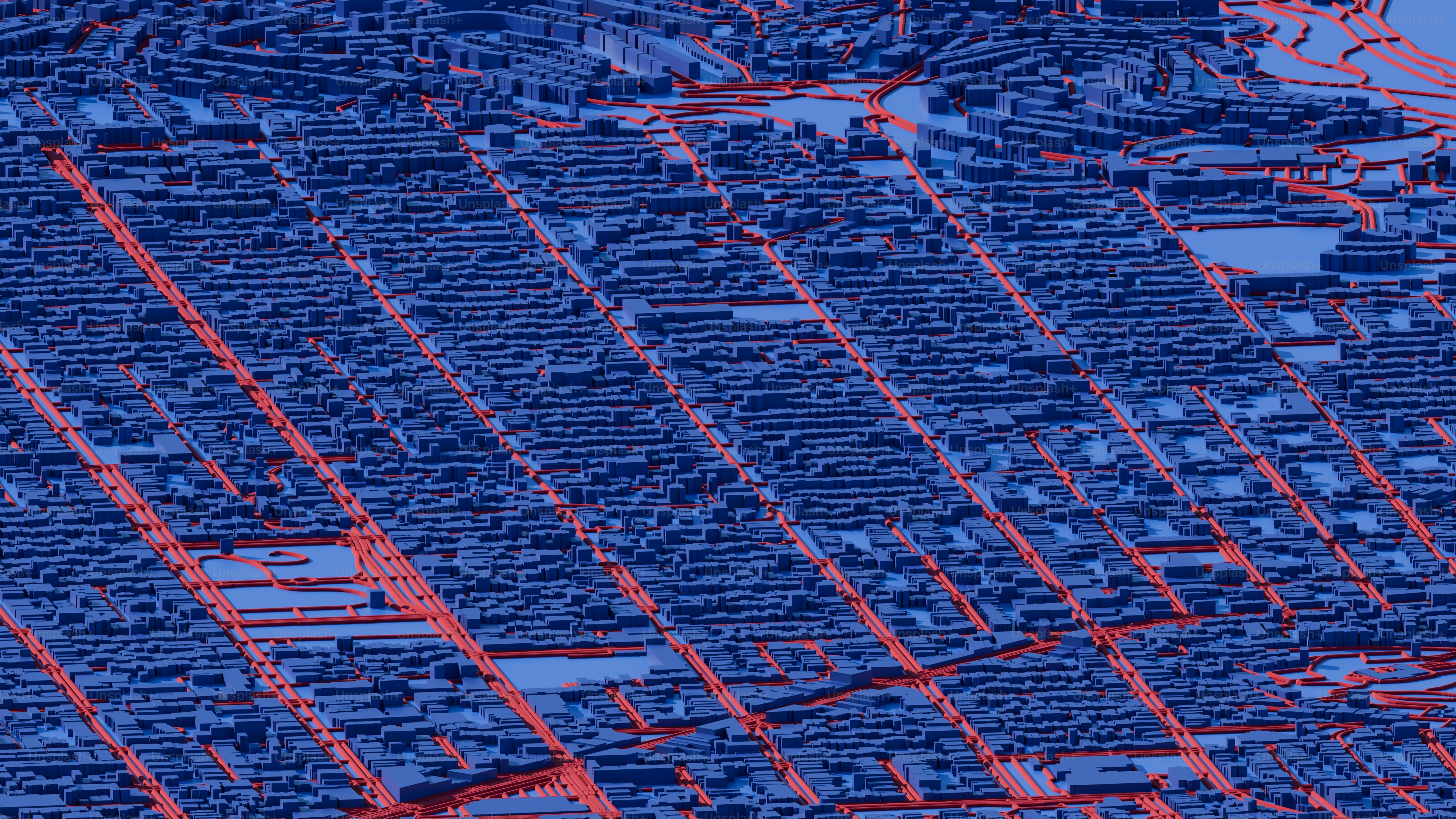 A blue and red map of a city photo – Map Image on Unsplash