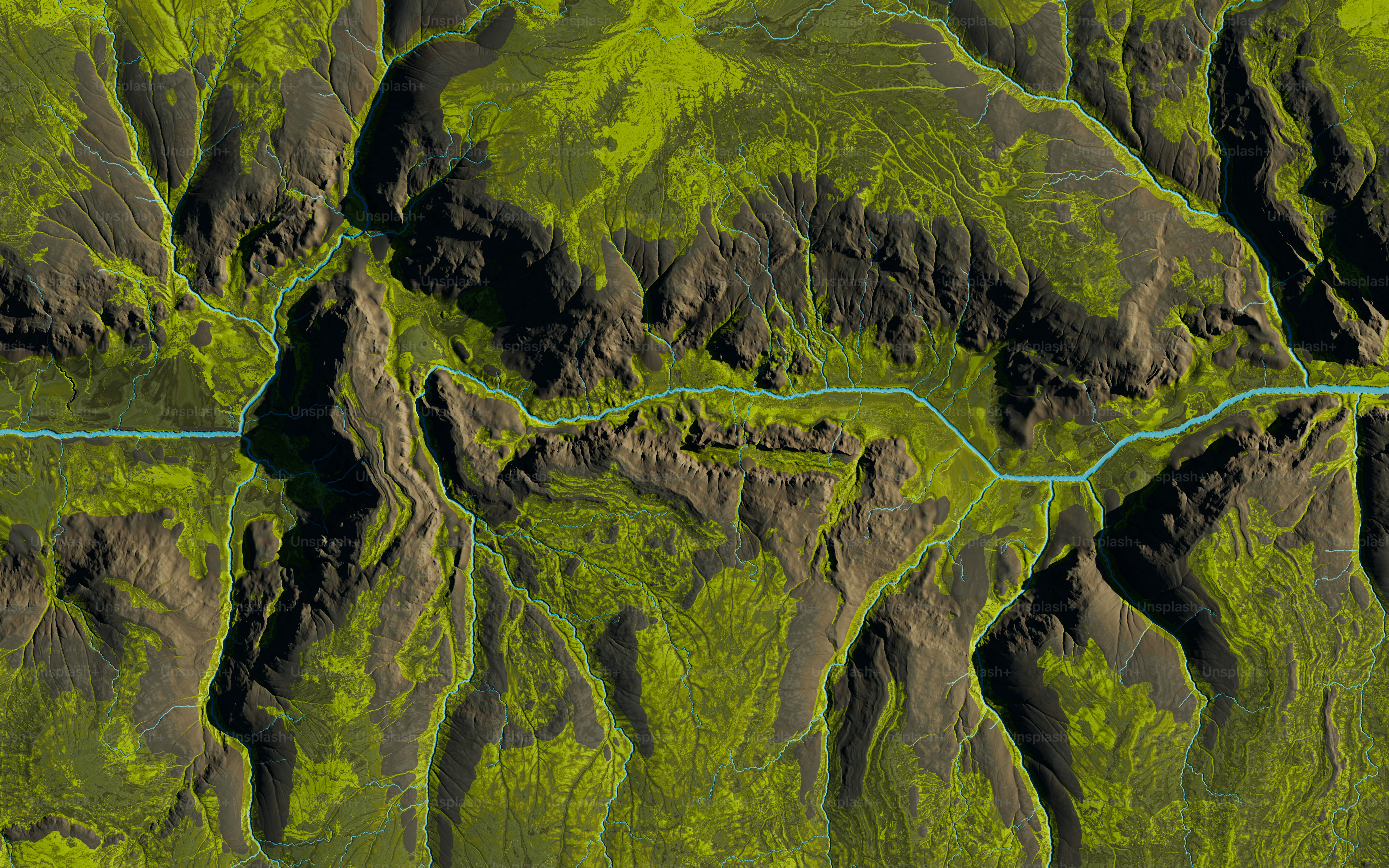A map of a mountain range with a river running through it photo ...