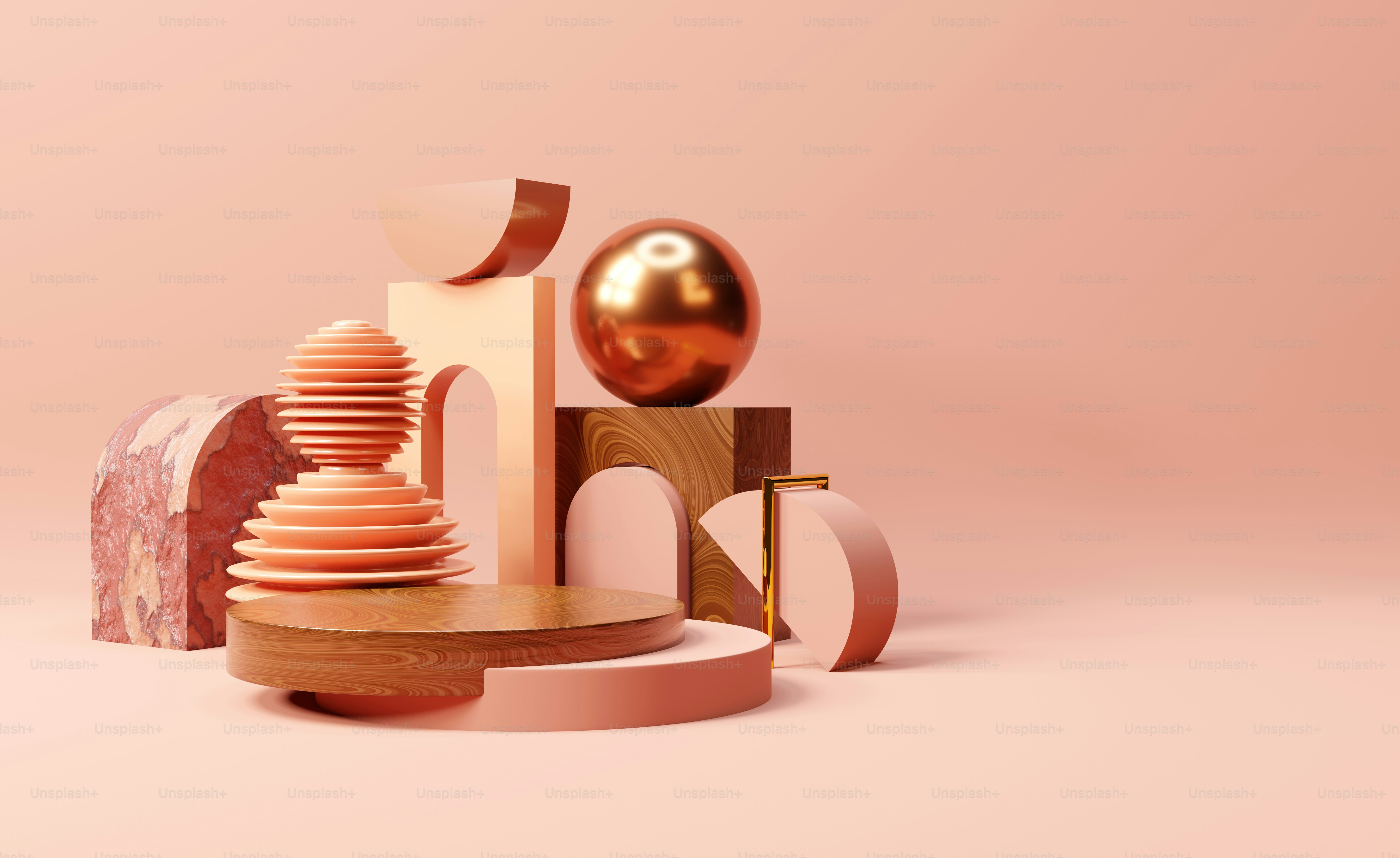 Abstract shapes, textures and form background podium floor layout. 3D ...