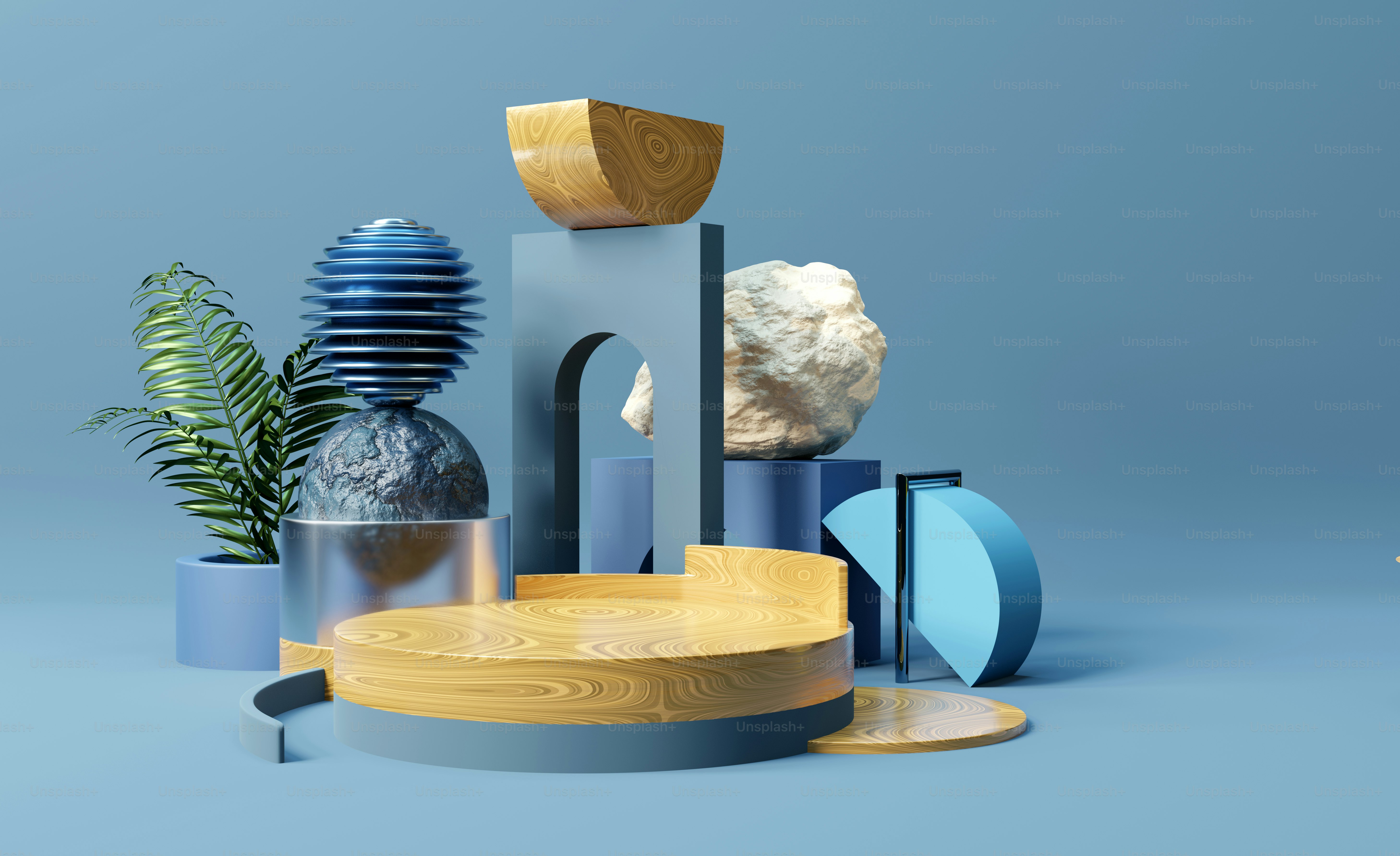 Shape and form textured background studio floor platform with wood ...