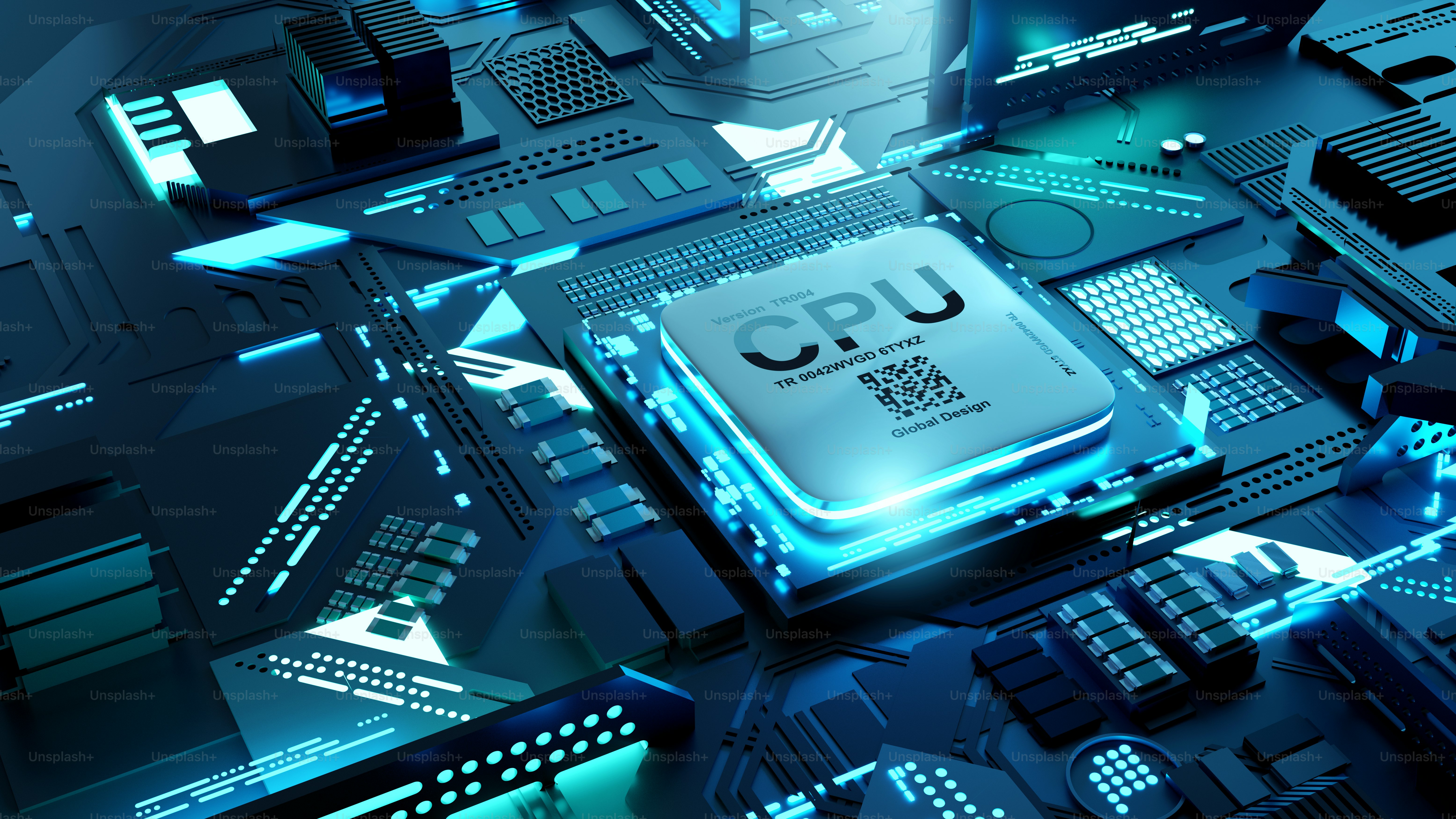 CPU semiconductor technology background. 3D illustration. photo ...