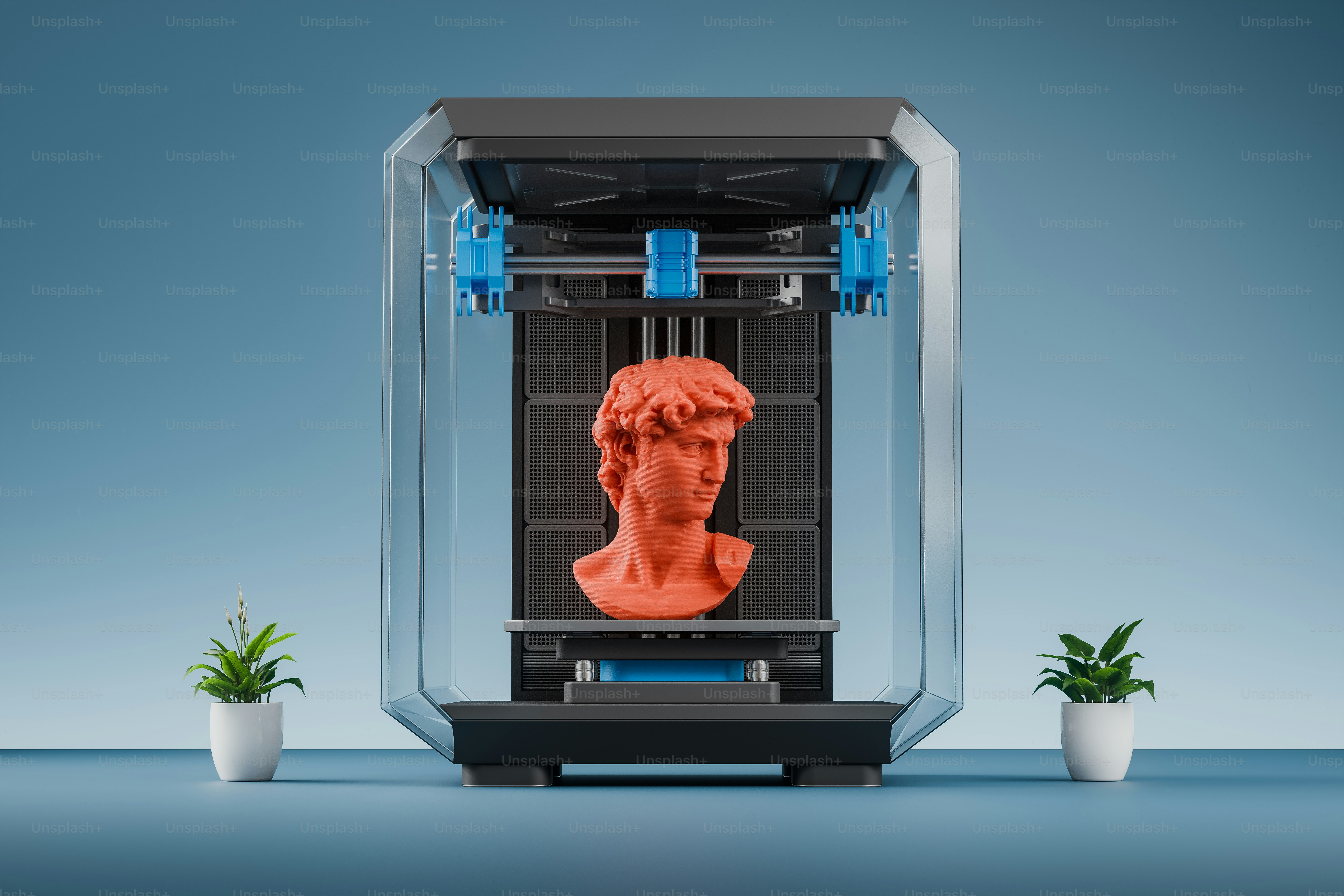 A 3d printer with a bust of a man photo – Studio background Image on ...