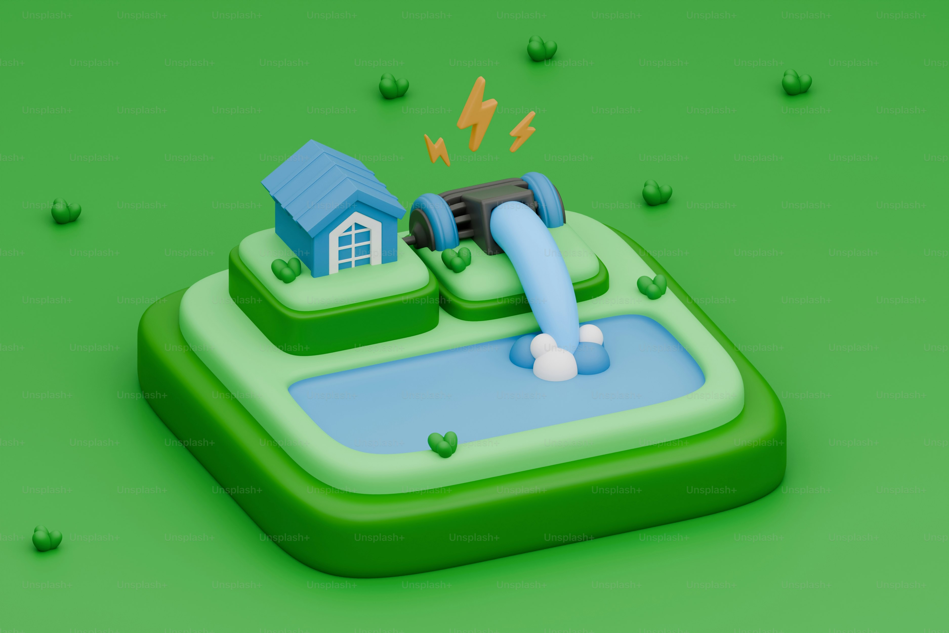 A green square object with a house on top of it photo – Sustainability ...