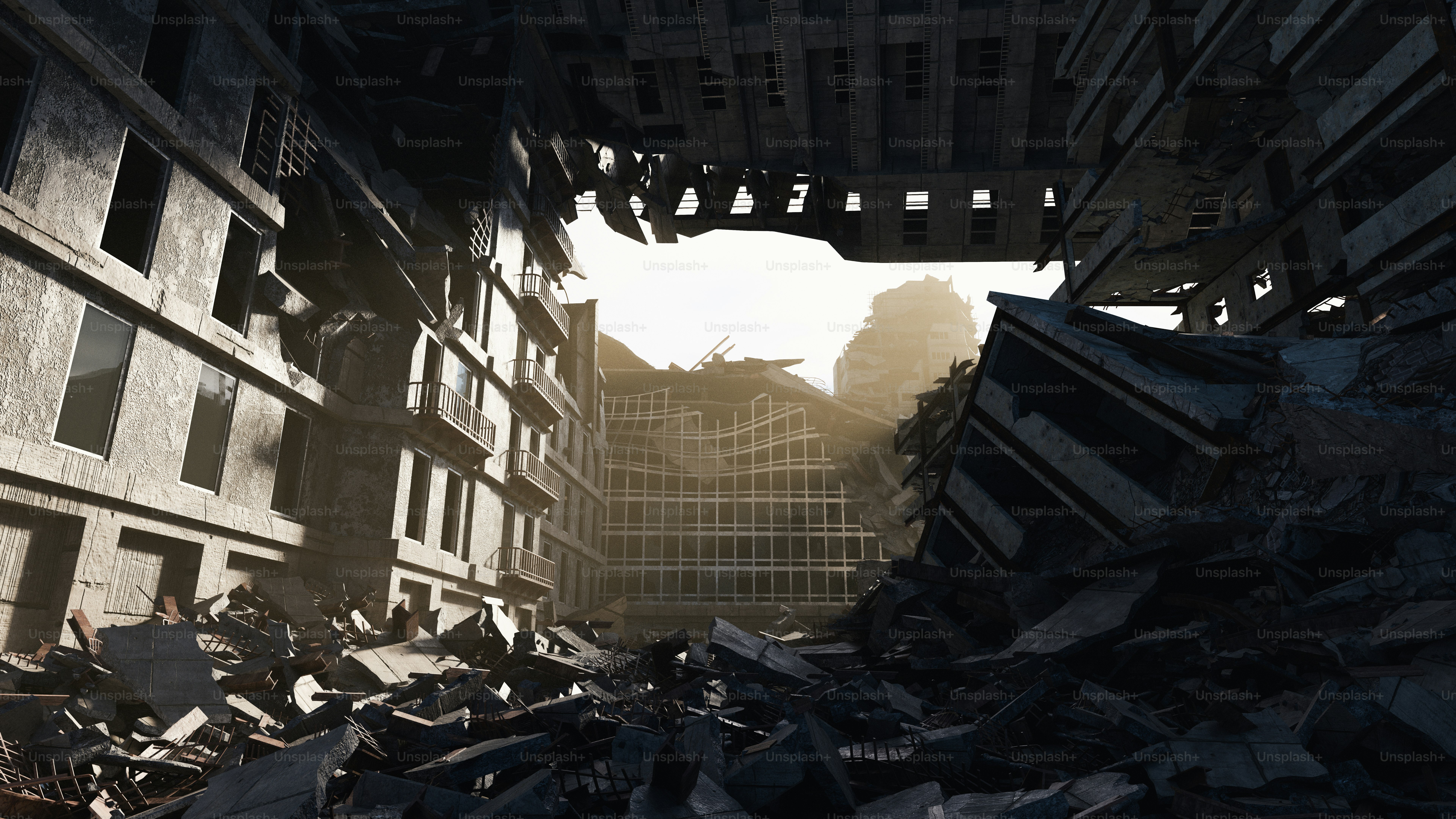 A very large pile of rubble in a big city photo – Apocalypse Image on ...