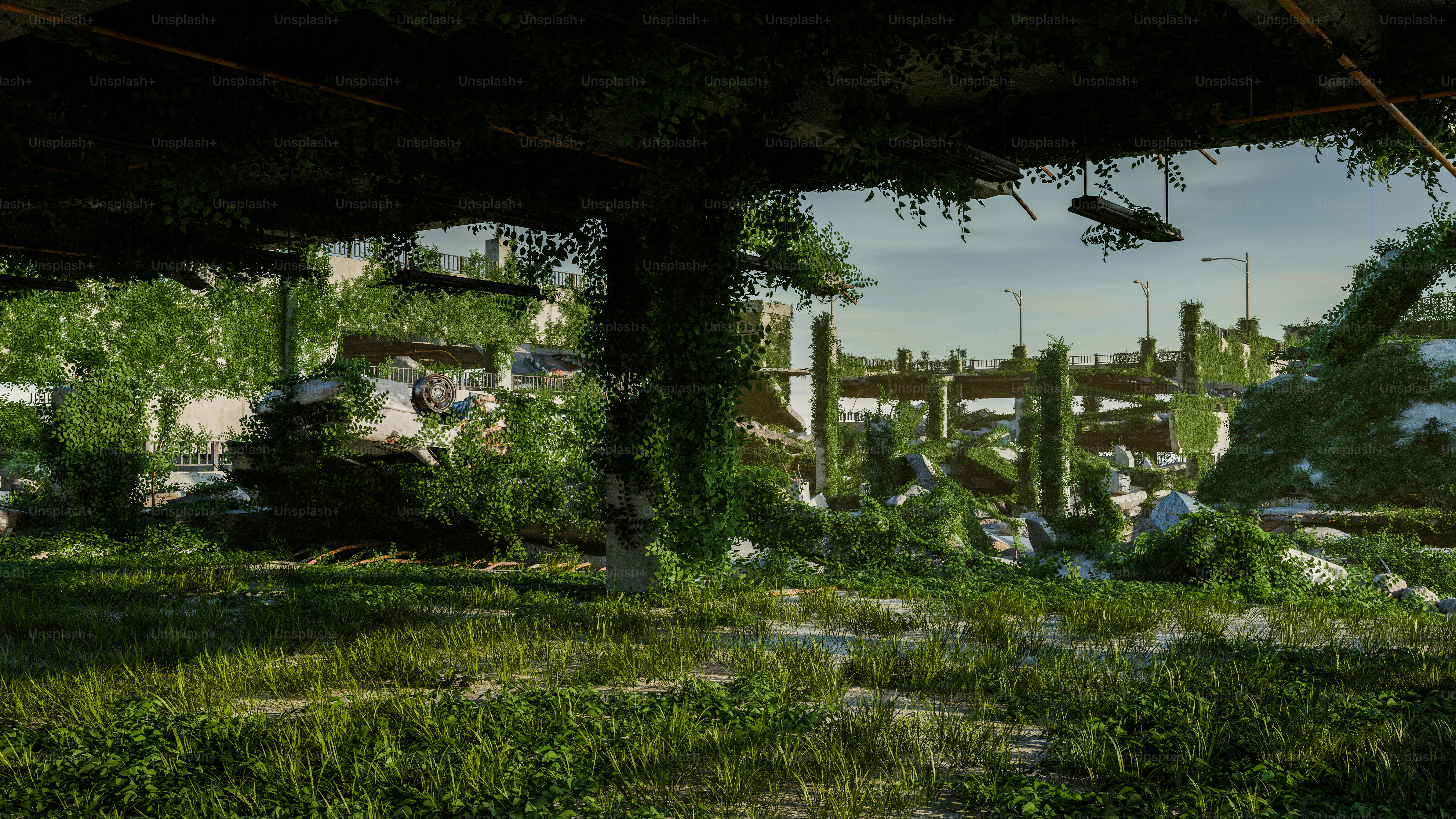 A bunch of plants that are in a building photo – Post apocalyptic Image ...