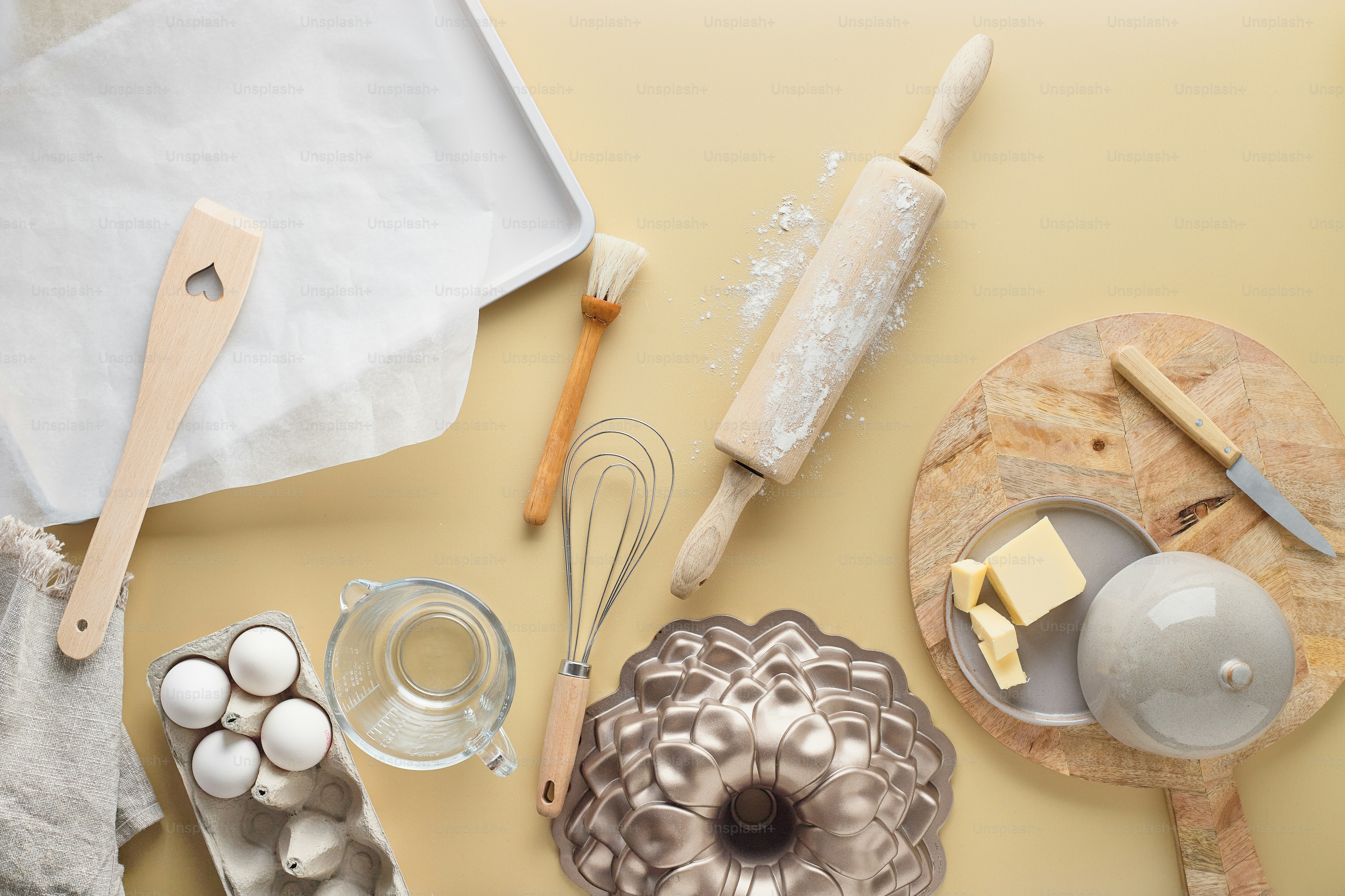 A table topped with different types of food and utensils photo ...