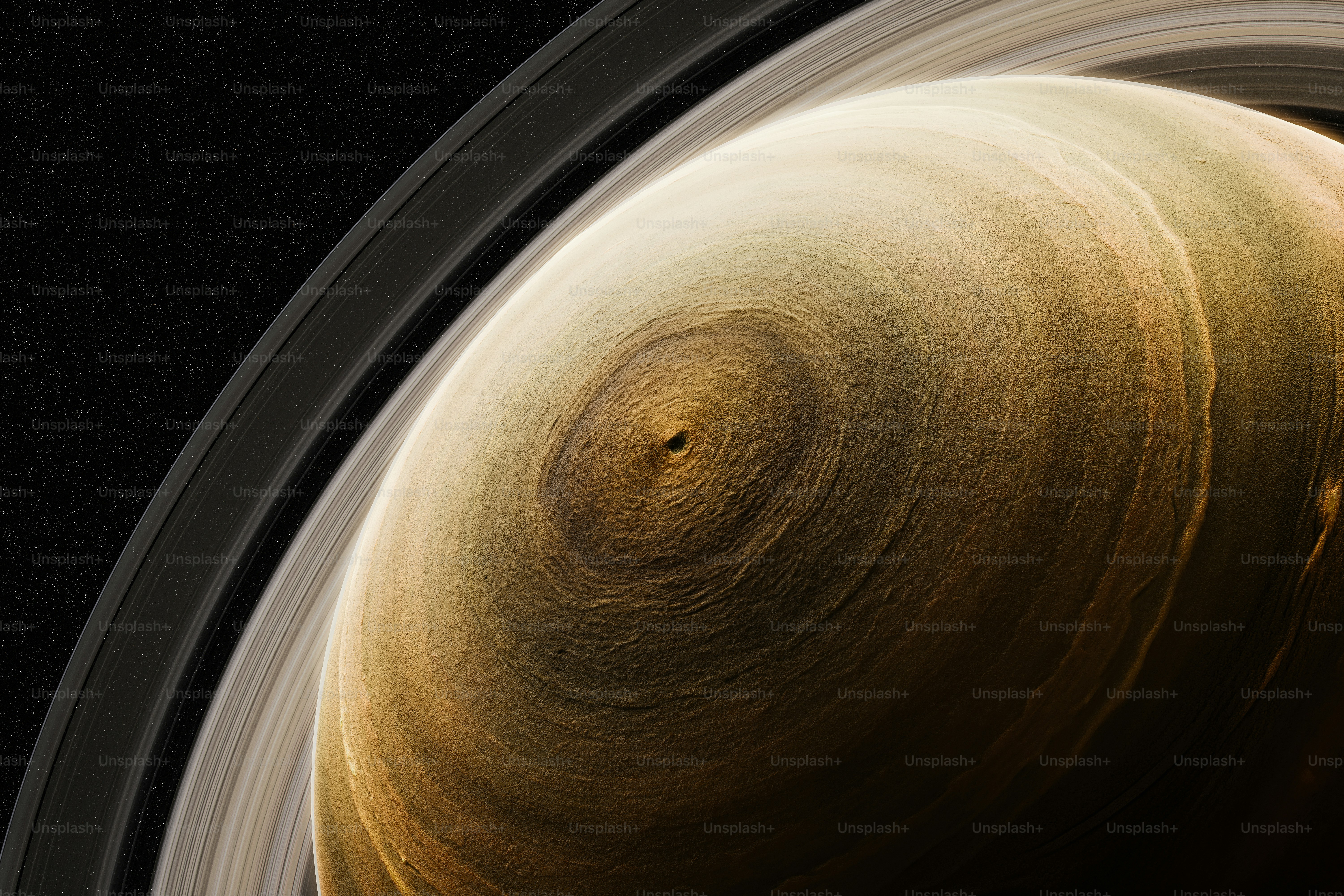 A close up of saturn's rings with a black background photo – Planet ...