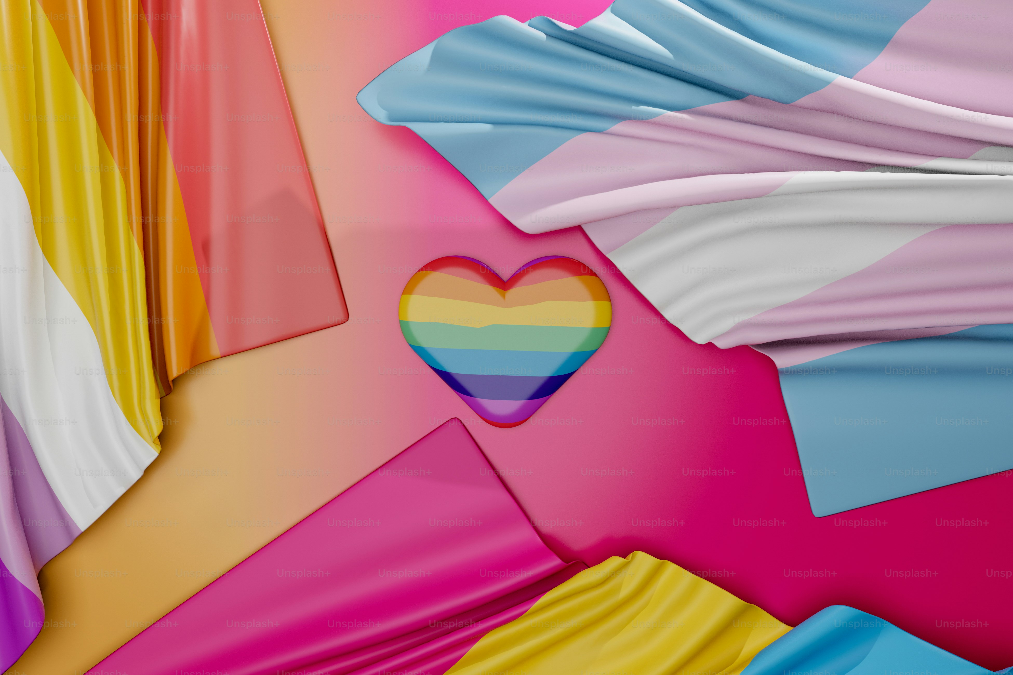 A heart shaped object on a multicolored background photo – Pride flag ...